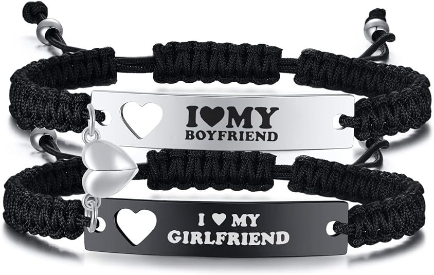Heart Matching Couples Bracelets - Adjustable Braided I Love My ...