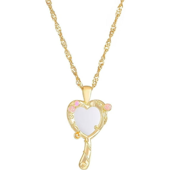 Heart Mirror Pendant Necklace for Women Gold Baroque Fairycore Romantic ...