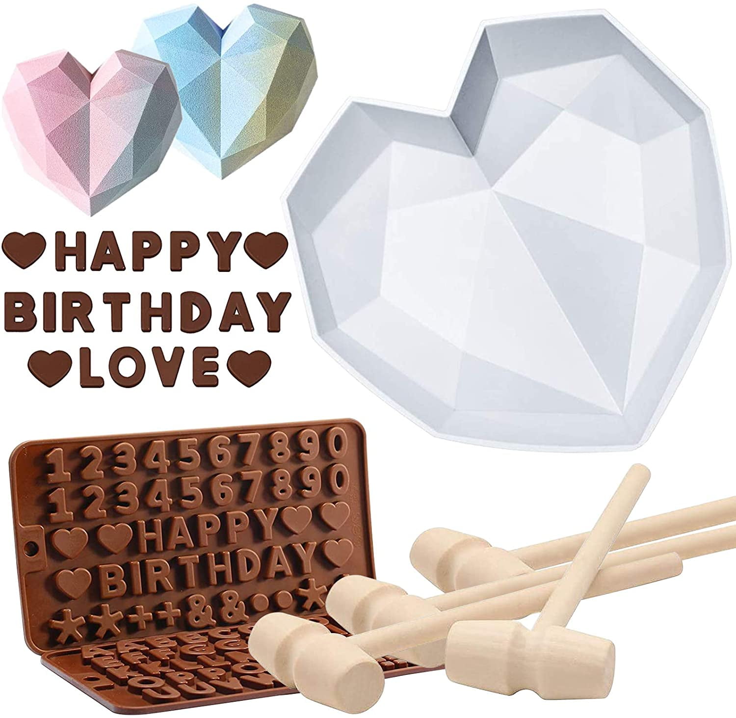 Heart Molds for Chocolate 8.7 Inch large Silicone Cake Mold, 2 PC ...