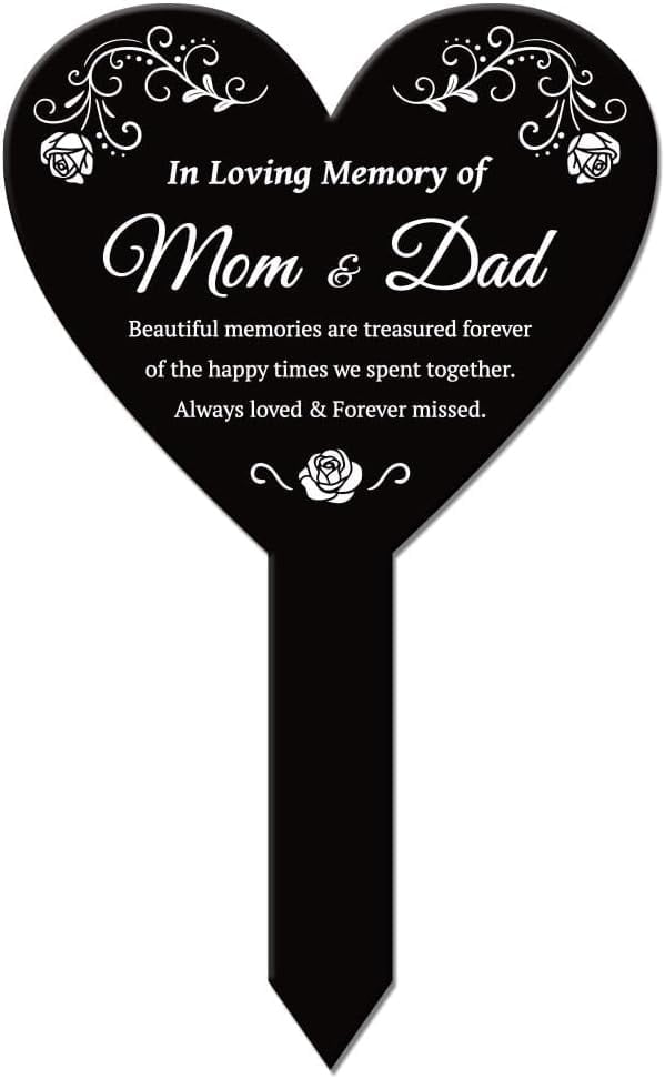 Heart Mom and Dad Garden Stake Memorial Remembrance Plaque Stake for ...