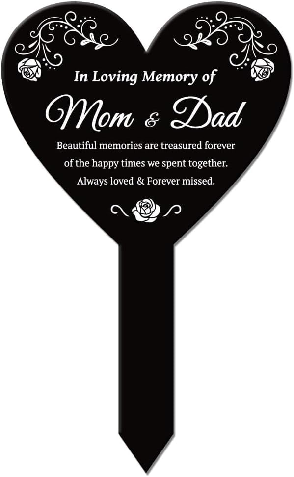 Heart Mom and Dad Garden Stake Memorial Remembrance Plaque Stake for ...