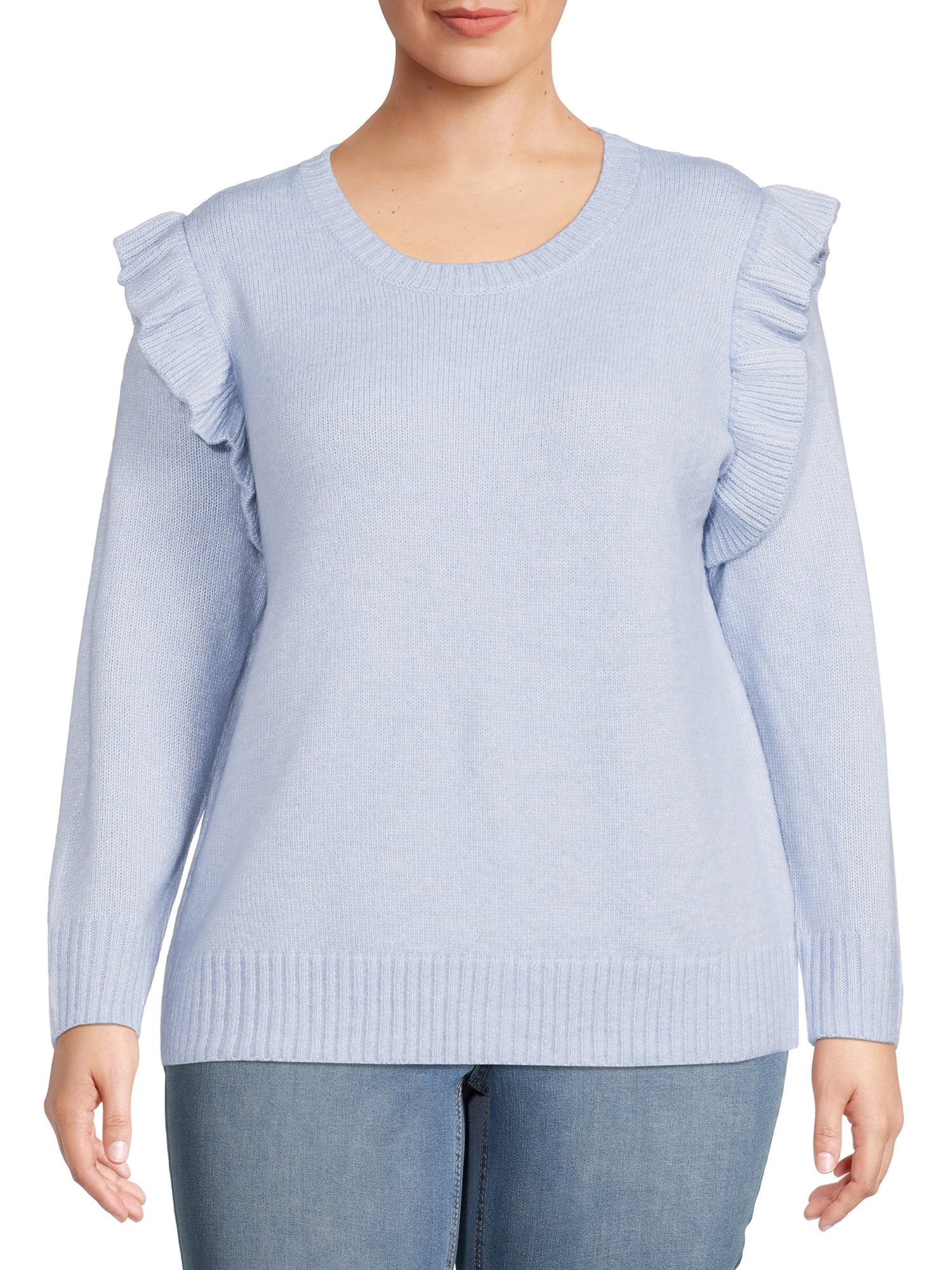 Heart N' Crush Women's Plus Size Ruffle Sleeve Sweater - Walmart.com