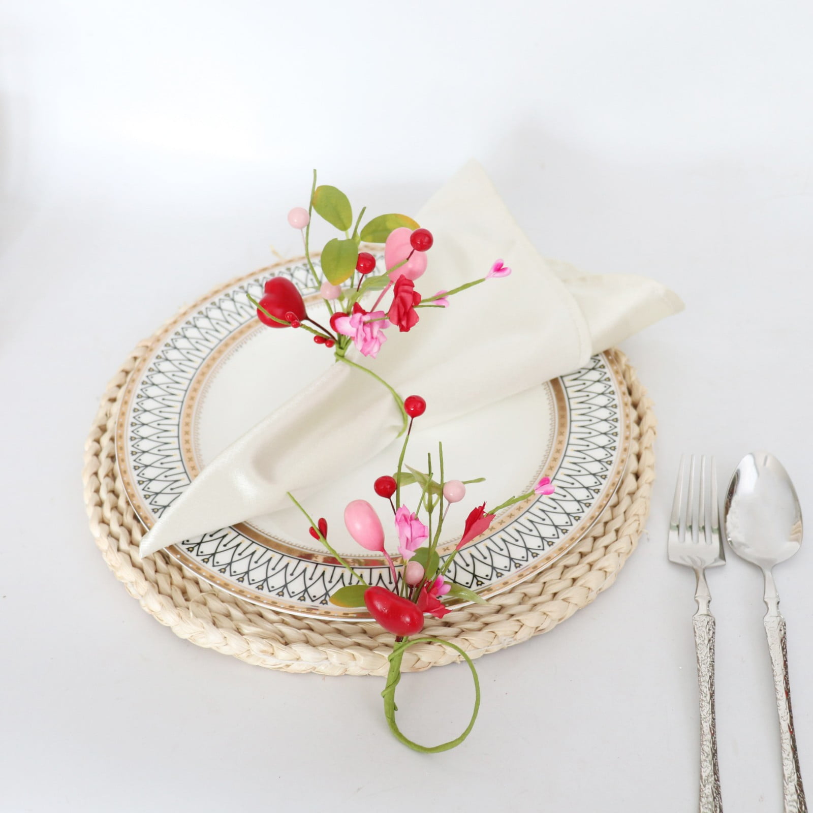 Heart Napkin Holder Artificial Flower Buckle | Romantic Foam, Plastic ...