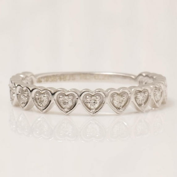 Heart Natural Diamond Eternity Ring: 14k Solid Gold Stackable ...