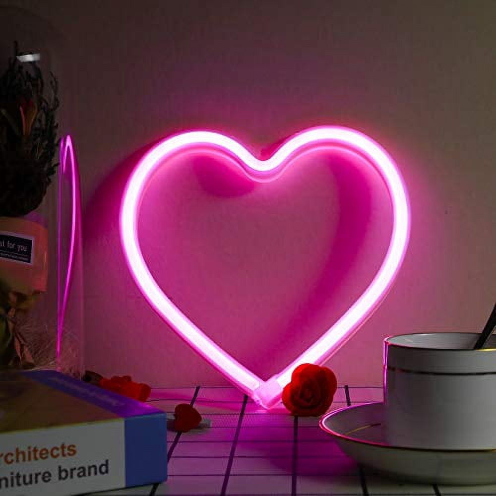 USB/Battery Operated Heart Neon LED Light- Bedroom Accent, Wall/Table ...