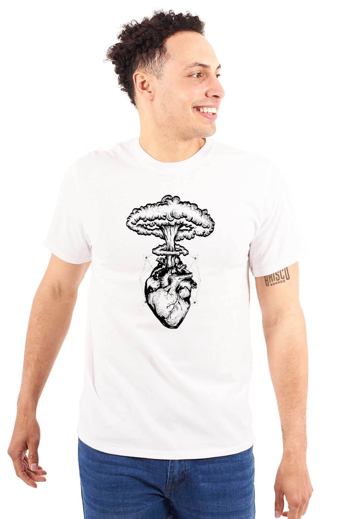 Heart Nuclear Explosion Symbolic Unisex Plus Size Graphic Tee Brisco ...