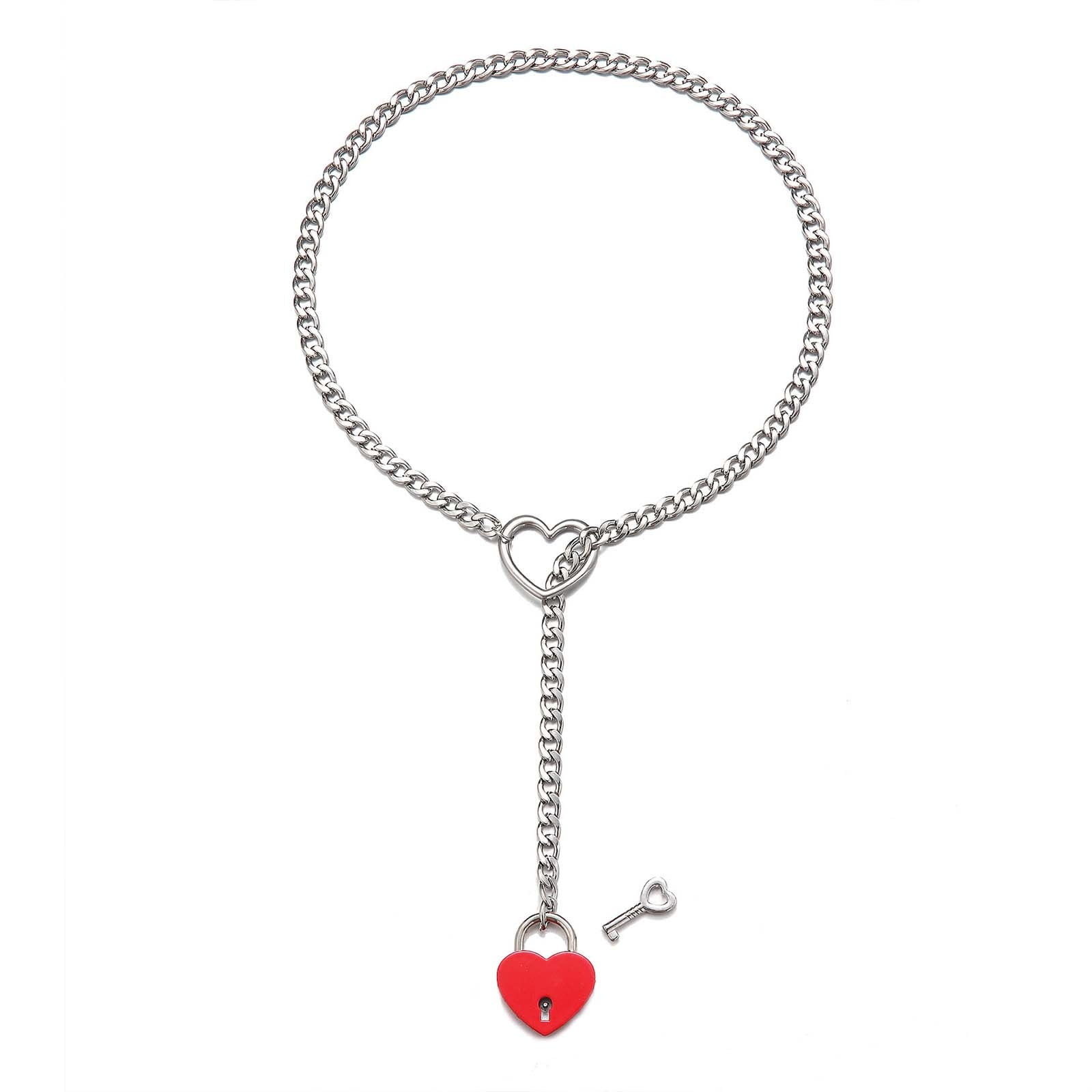 Heart O Ring Slip Chain Choker Necklace for Women Men Stainless Steel ...