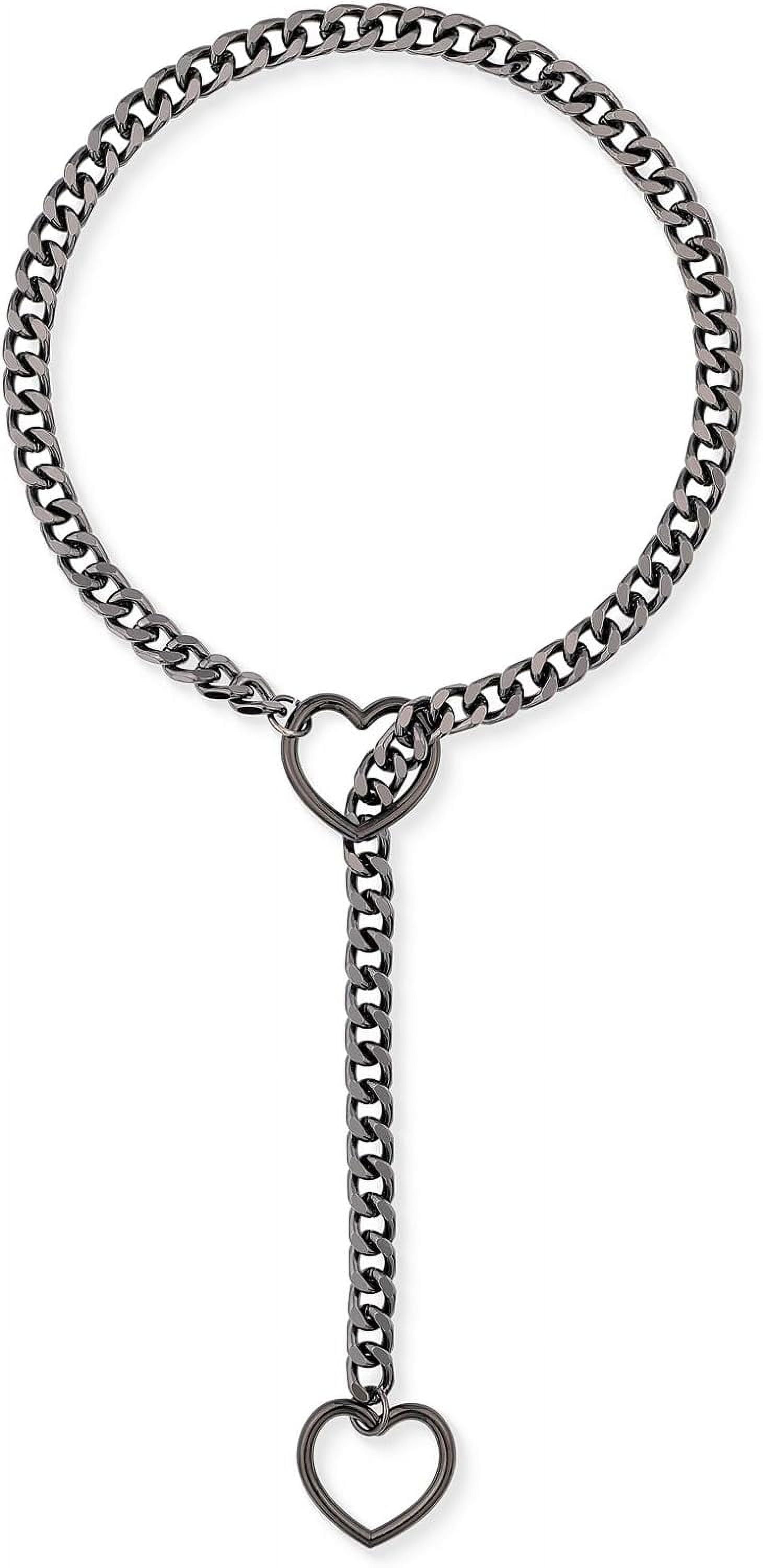 Heart O-ring Slip Chain Necklace For Women, Handmade Punk Gothic Cuban ...