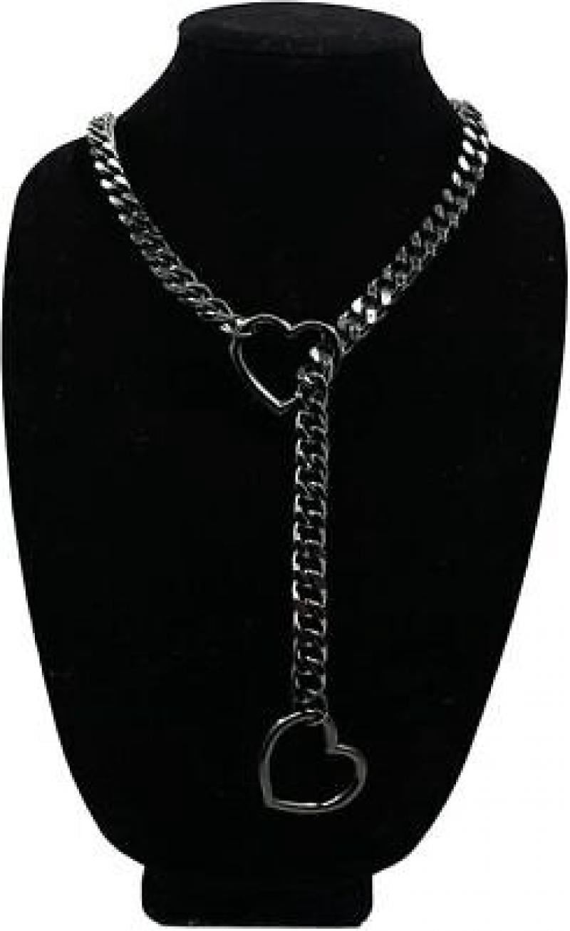 Heart O-ring Slip Chain Necklace For Women Handmade Punk Gothic Cuban ...