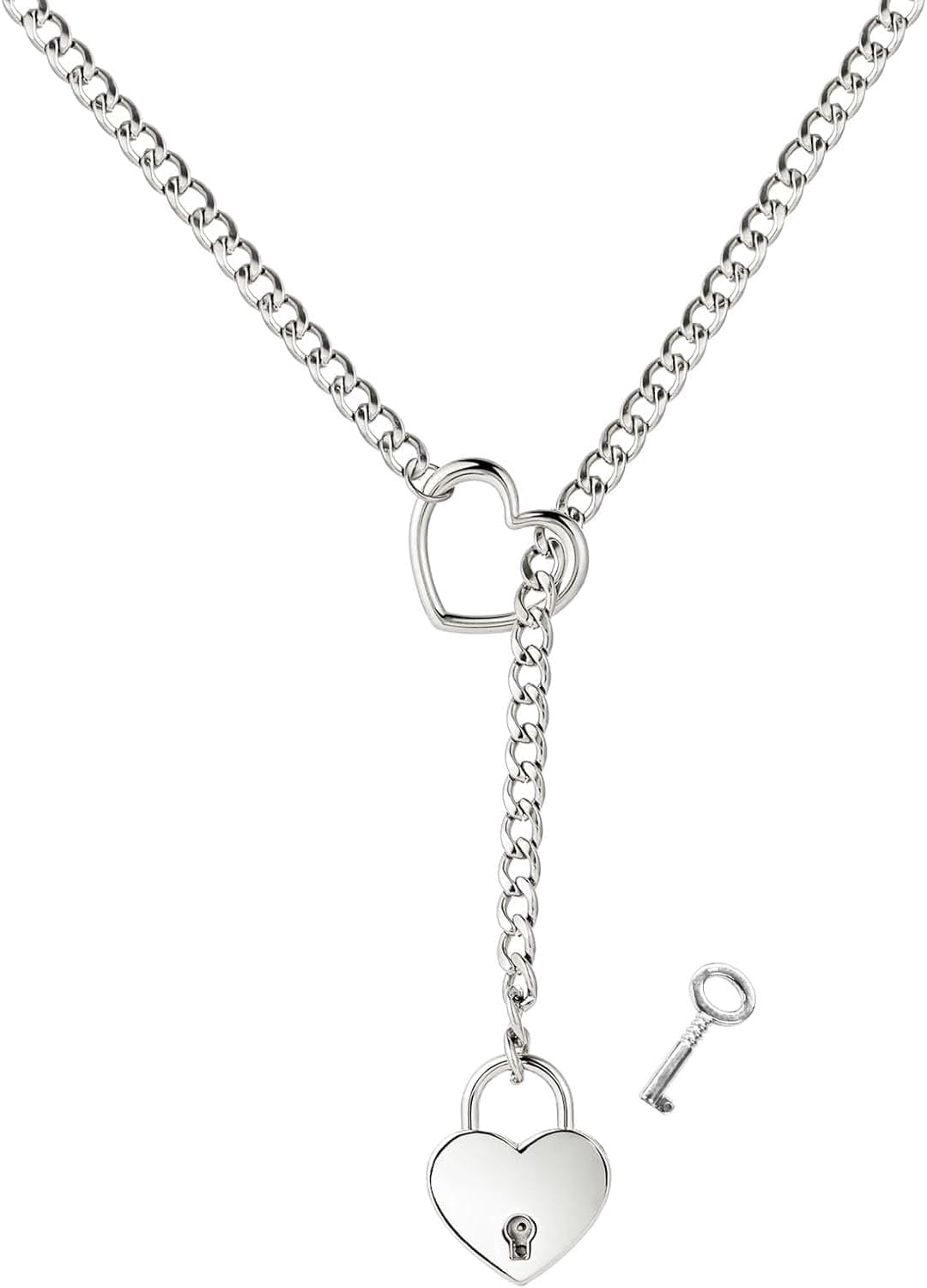 Heart O-ring Slip Chain Necklace For Women Y-Necklace Handmade Punk ...