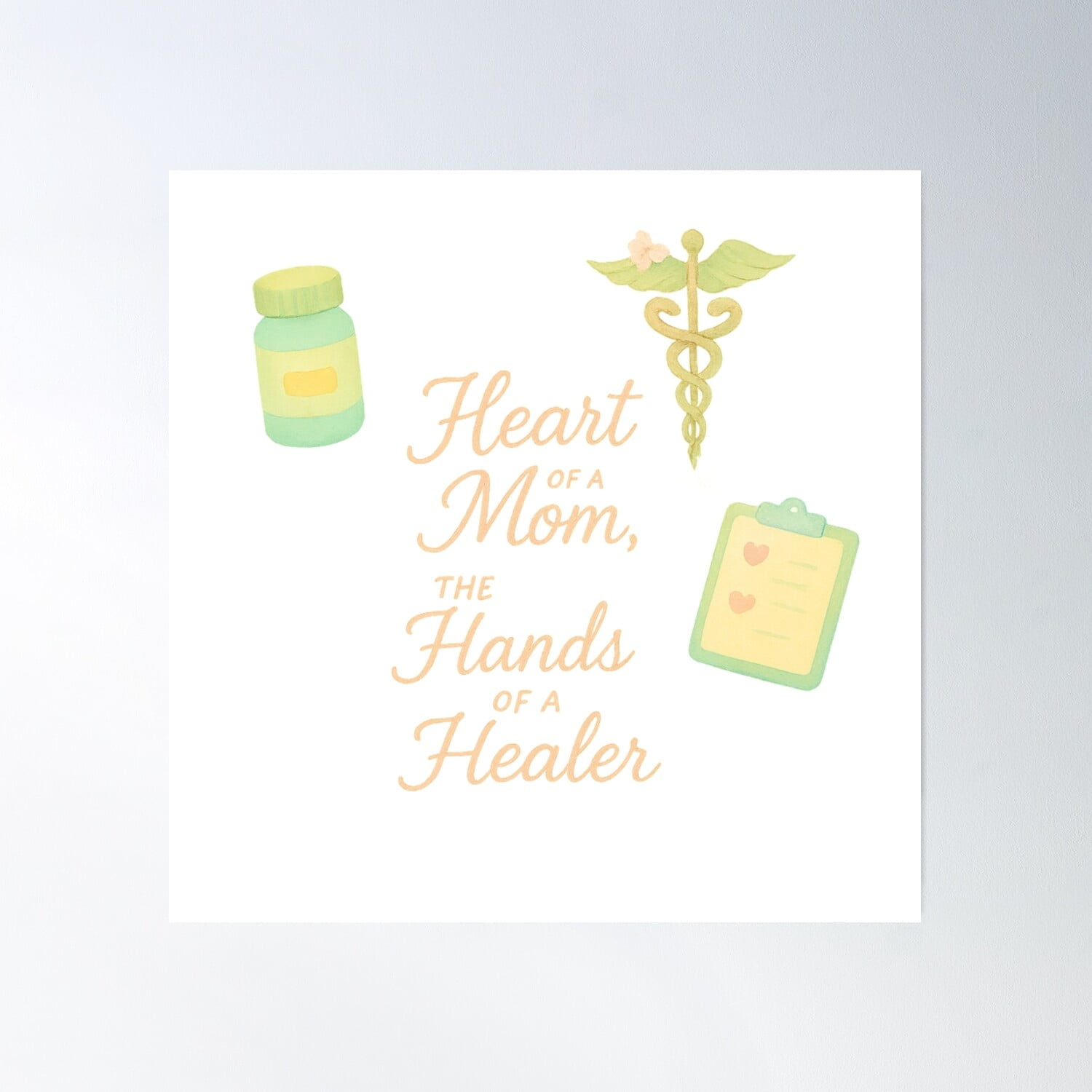 Heart Of A Mom, Hands Of A Healer Poster Wall Art, Modern Wall Decor ...