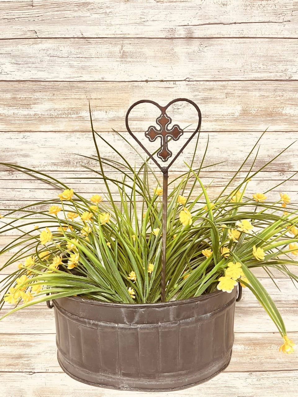 Heart Outline with Chubby Cross with Cuts Plant Stake Garden - Walmart.com