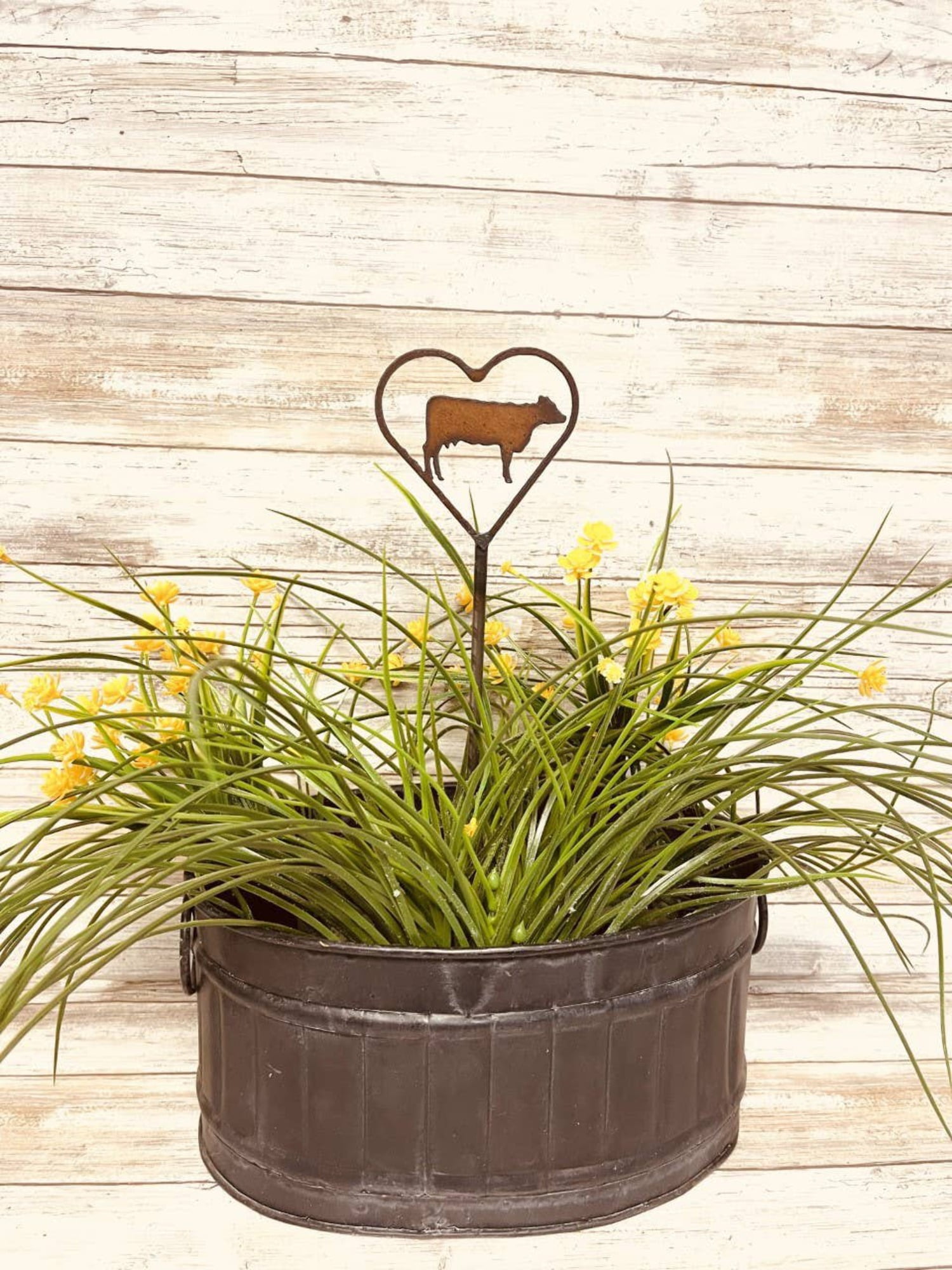 Heart Outline with Cow Plant Stake 4H Gift Garden - Walmart.com