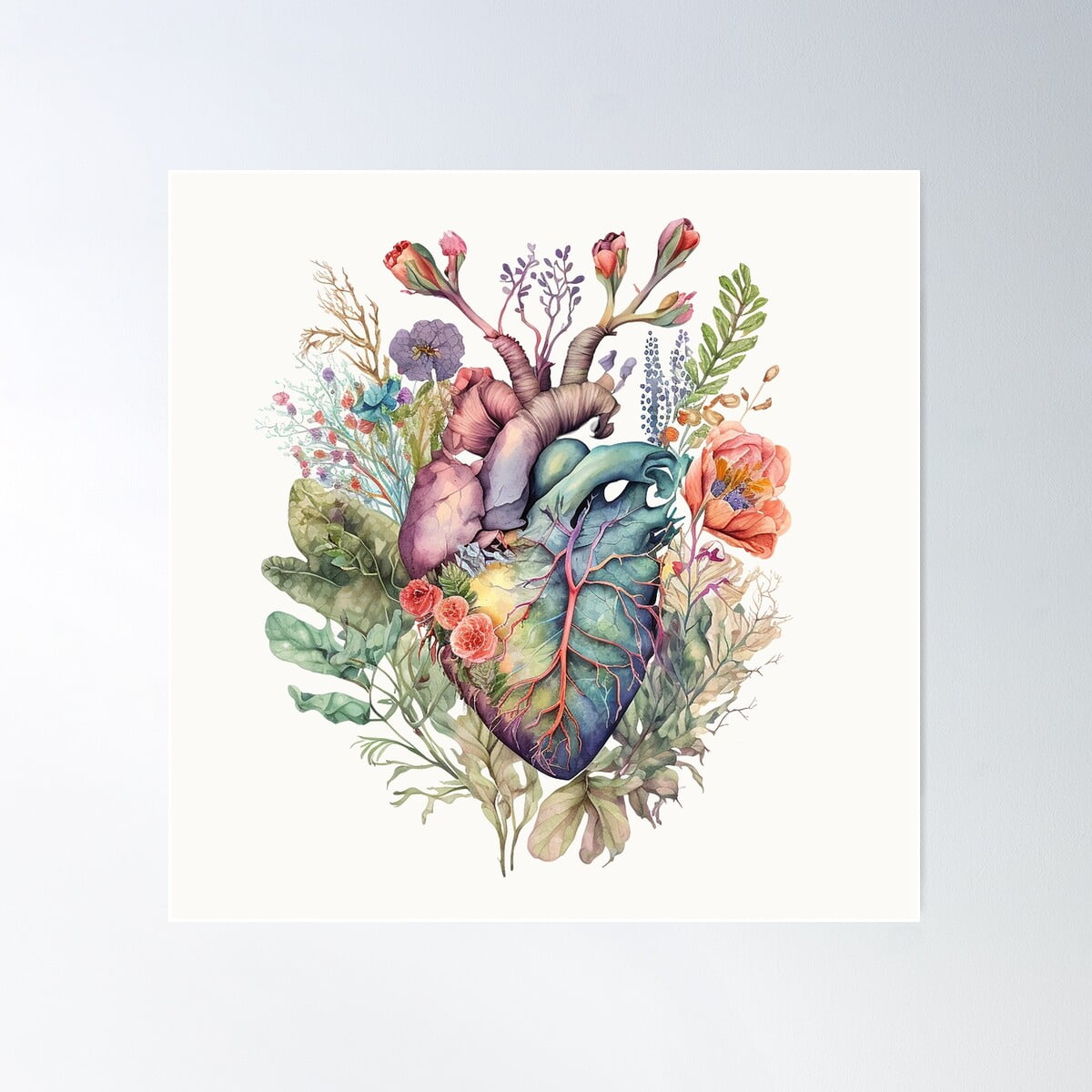Heart Overgrown With Flowers 4 (Cutout) - Anatomy Floral Botanical ...