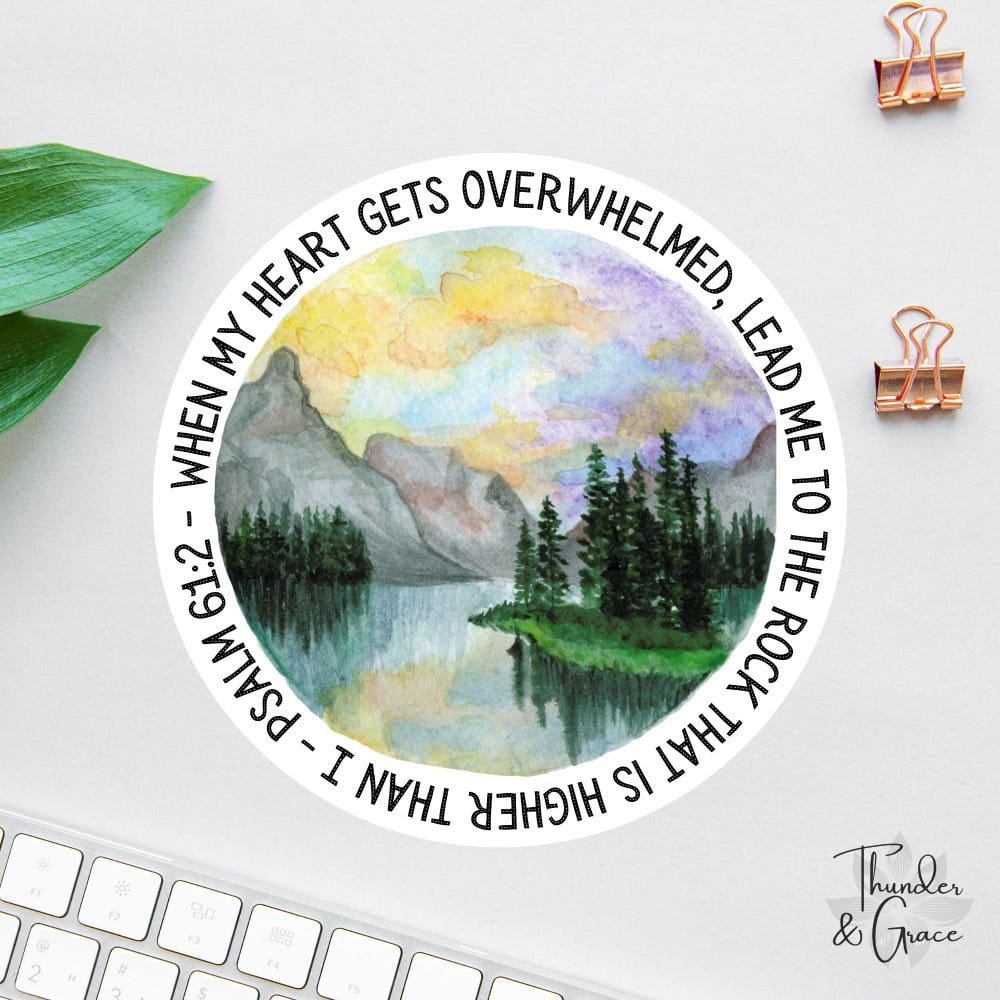 When My Heart Is Overwhelmed Sticker, Psalm 61:2, Christian Sticker ...