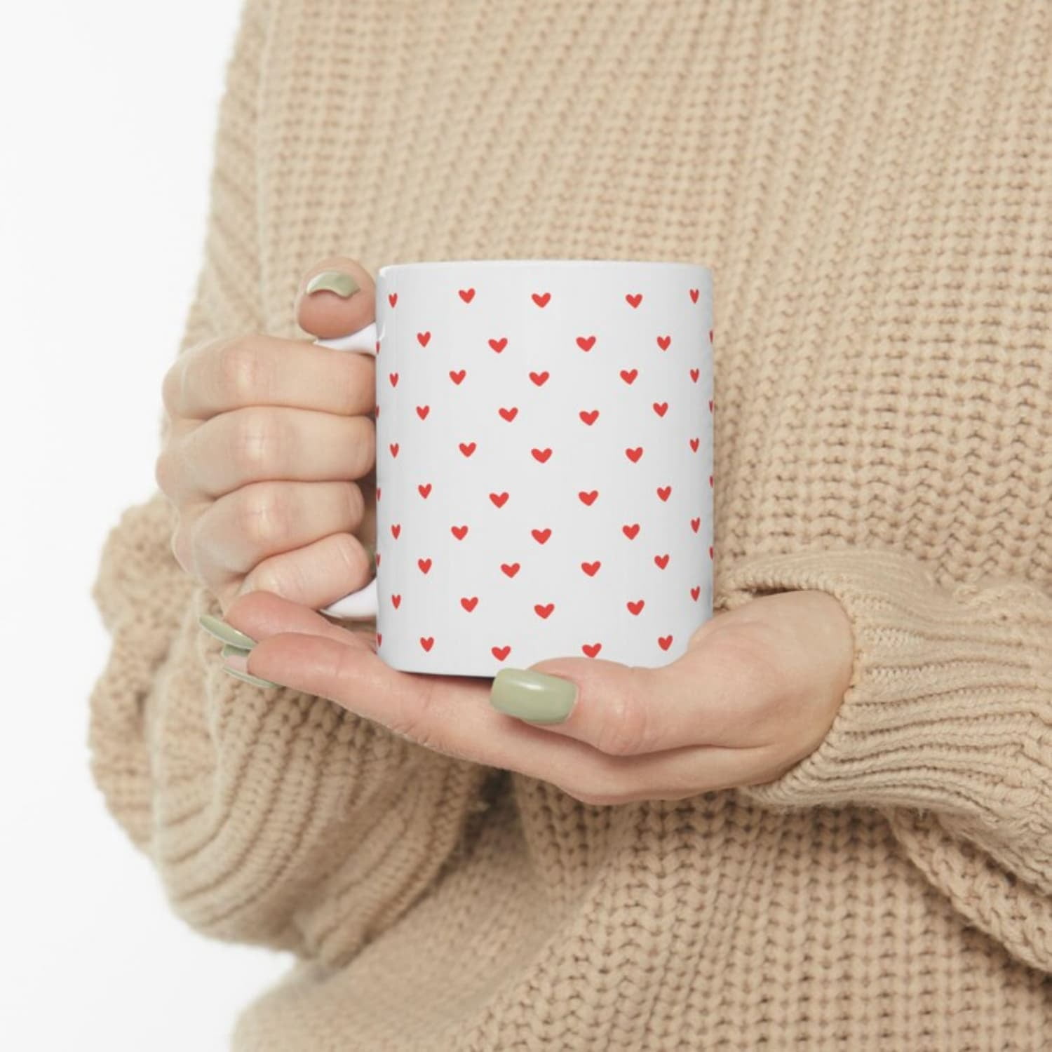 Heart Pattern Ceramic Mug, Cute Coffee Cup, Vaine's Day Gift, Love Mug ...