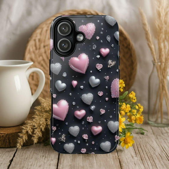 Heart Pattern Phone Case Unique Love Gift iPhone 17 to 11 Pro Max ...