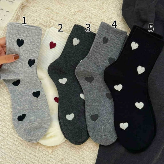 Heart Pattern Quarter Crew Lovely Design Socks For Women Heart Pattern ...