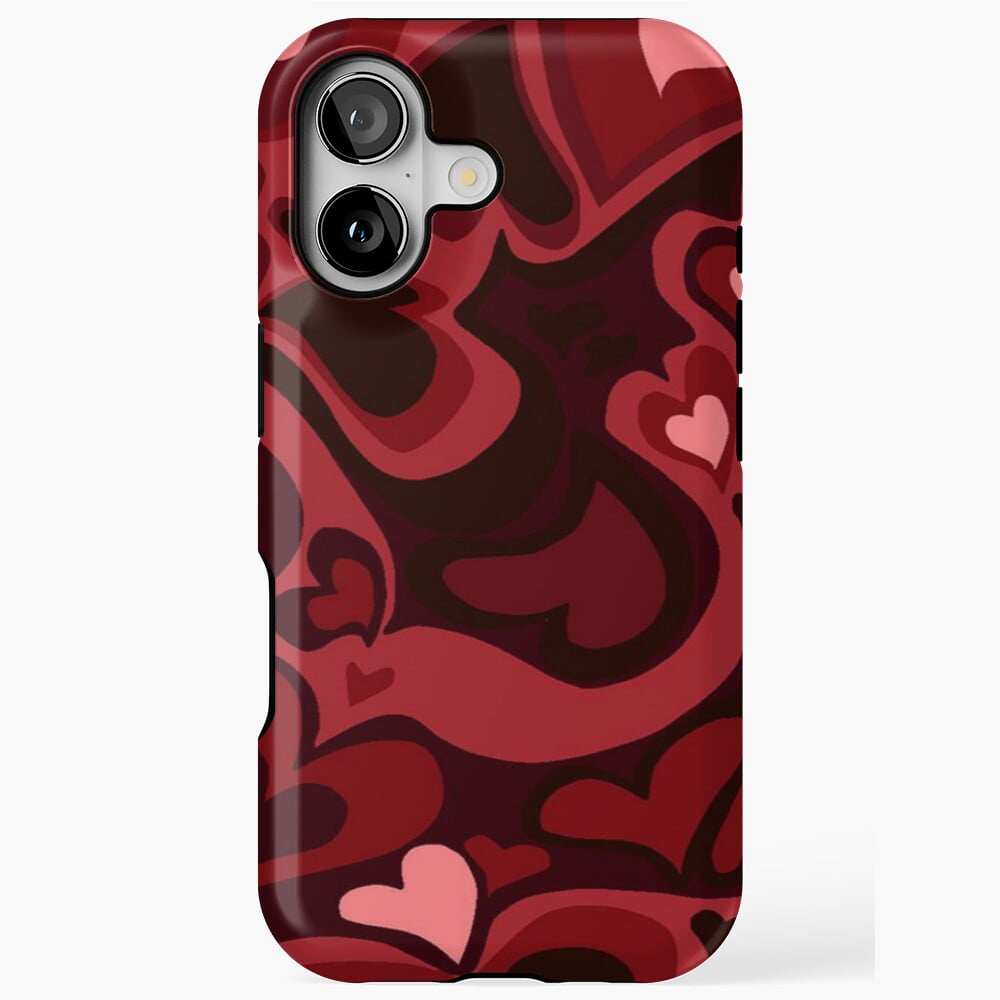 Heart Pattern Retro Minimal Bright Abstract Design iPhone Tough Case 17 16 15 14 13 12 11 Pro ...