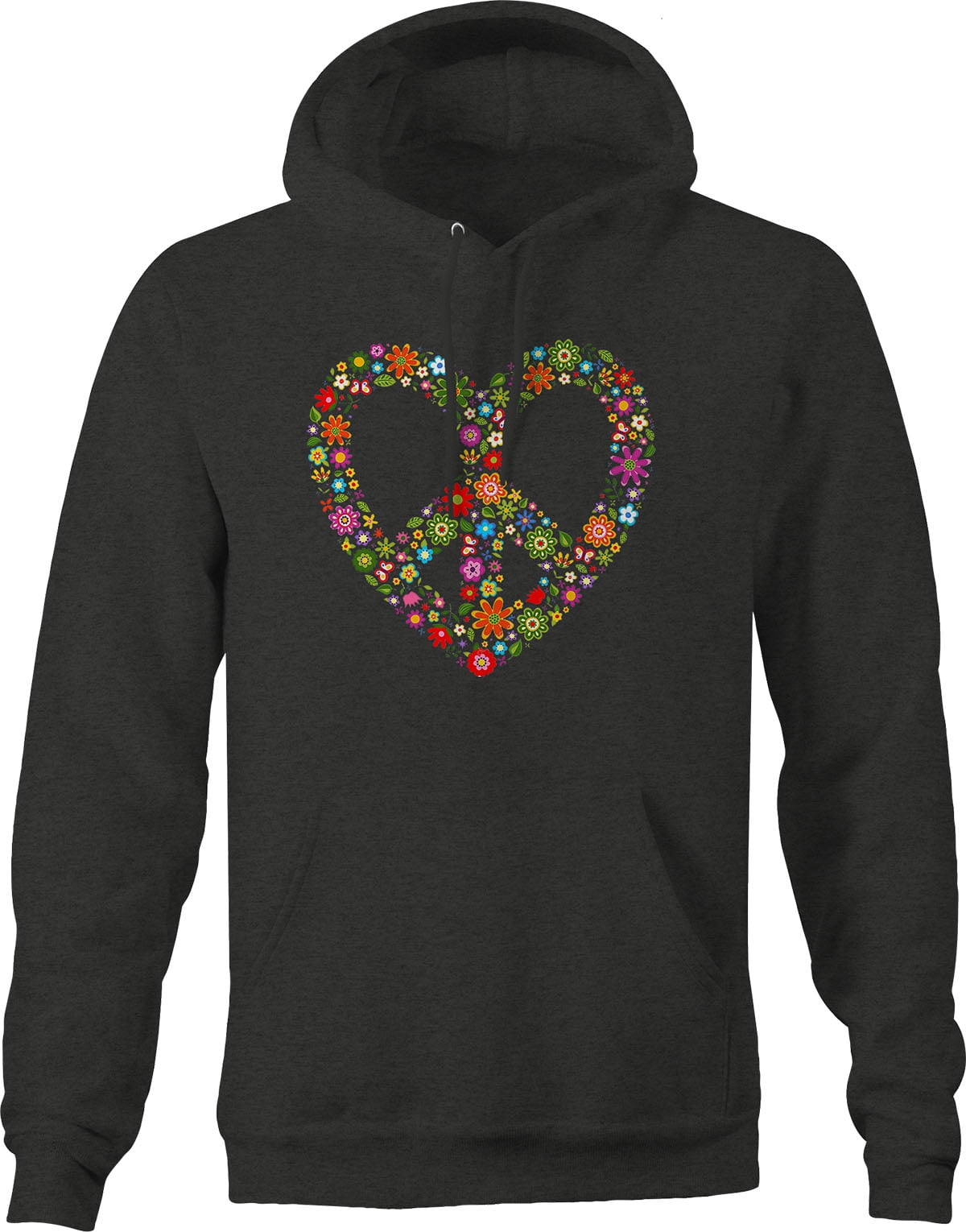 Heart Peace Sign Flower Sweatshirt for Men Small Dark Gray - Walmart.com
