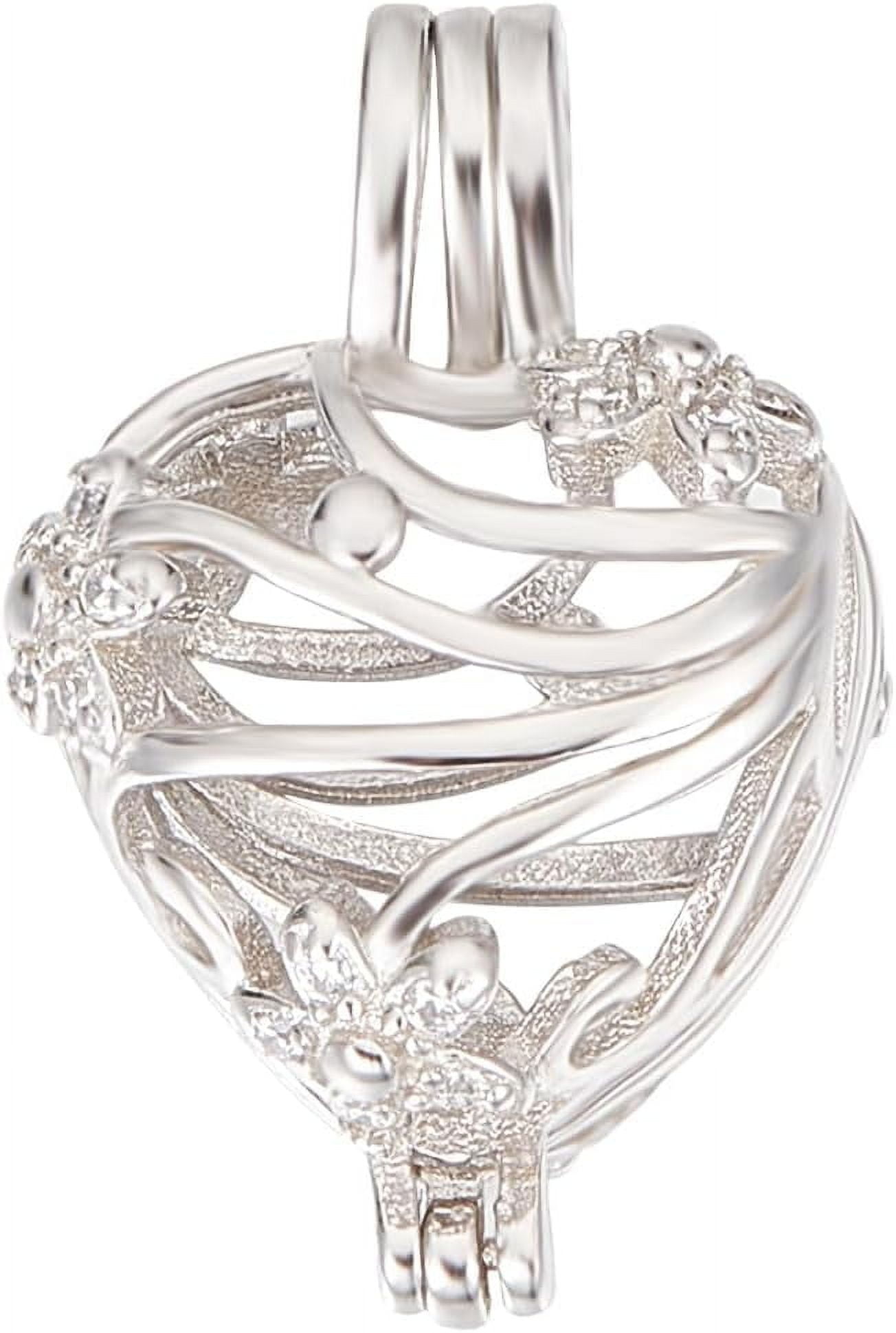 Heart Pearl Cage Locket Pendants Sterling Silver Hollow Love Shape ...