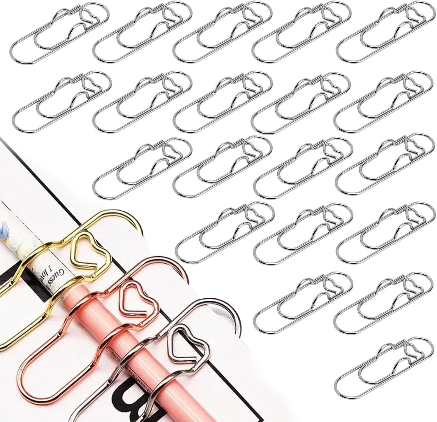 Heart Pen Clip for Notebook, 2.8-Inch Jumbo Heart Paper Clips, 3 Colors ...