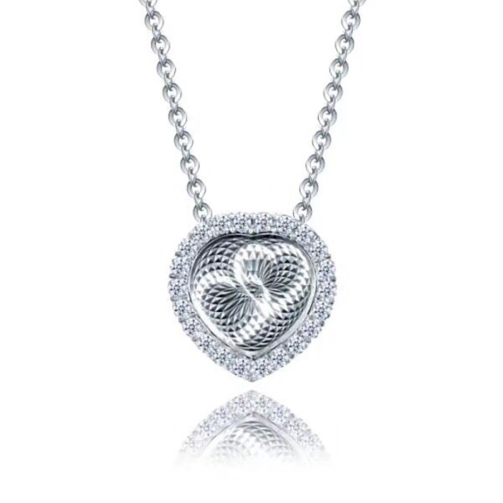 Heart Pendant Chain Necklace Sterling Silver Cz Womens Ginger Lyne ...