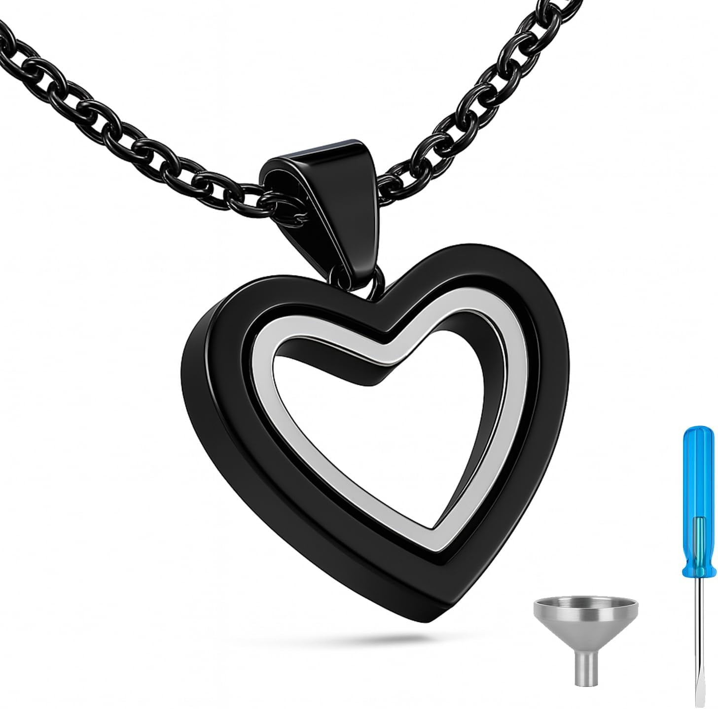 Heart Pendant Necklace For Ashes Stainless Steel Hair Locket Keepsake ...