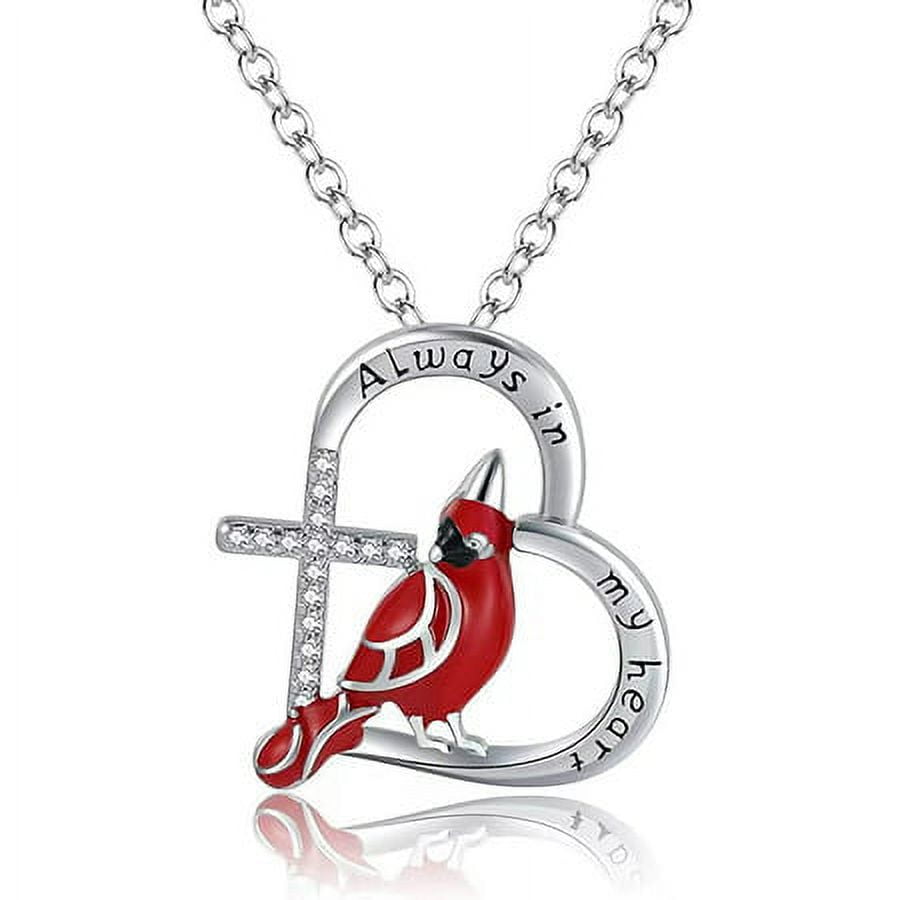 Heart Pendant Necklace Gift for Loved One, Red Cardinal Special Jewelry ...