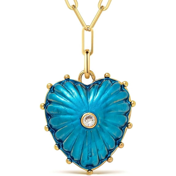 Heart Pendant Necklace for Women Chunky Gold Necklace Puffy Heart ...