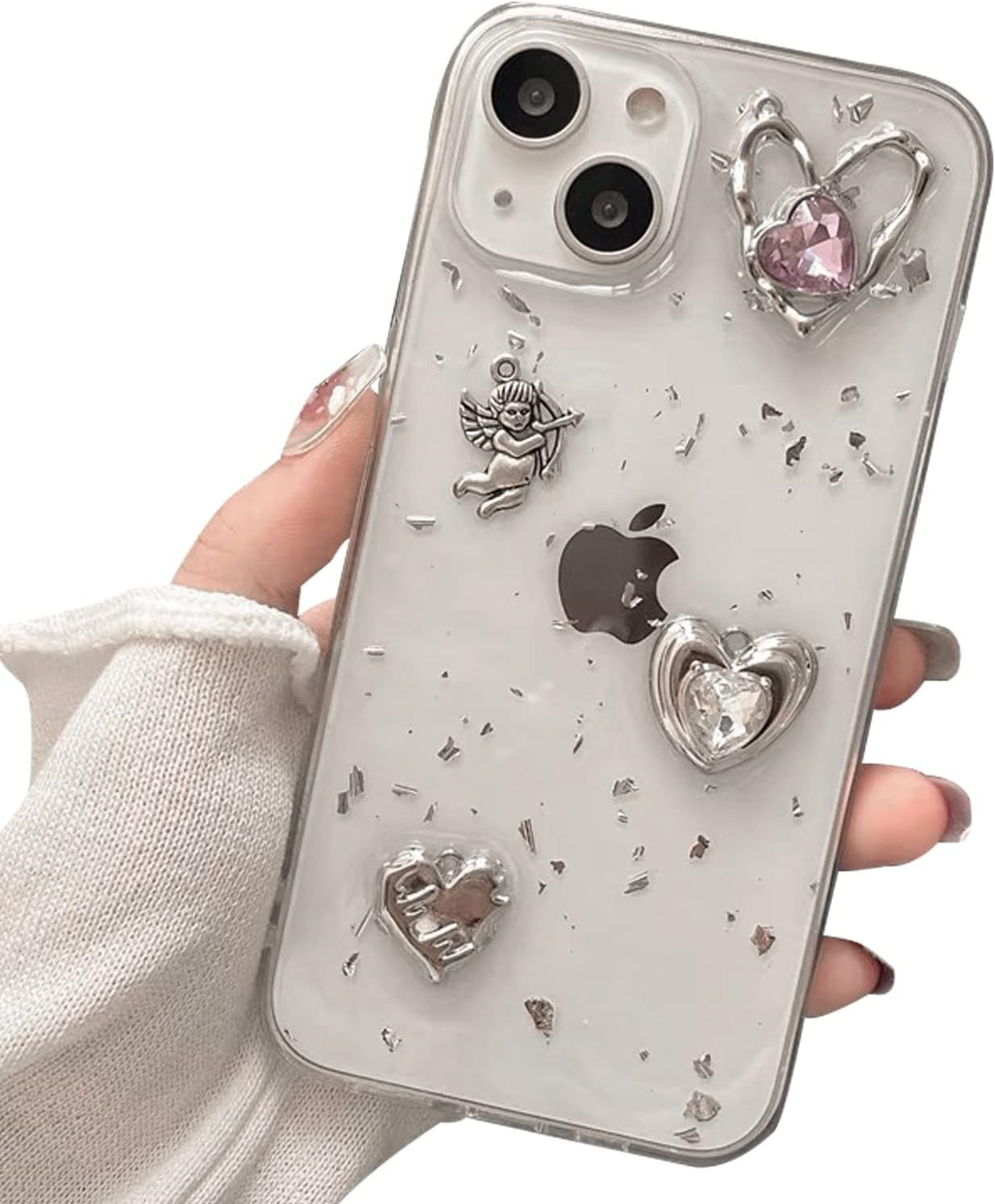Heart Phone Case Compatible with iPhone 13 Pro Max, 3D Clear Retro ...