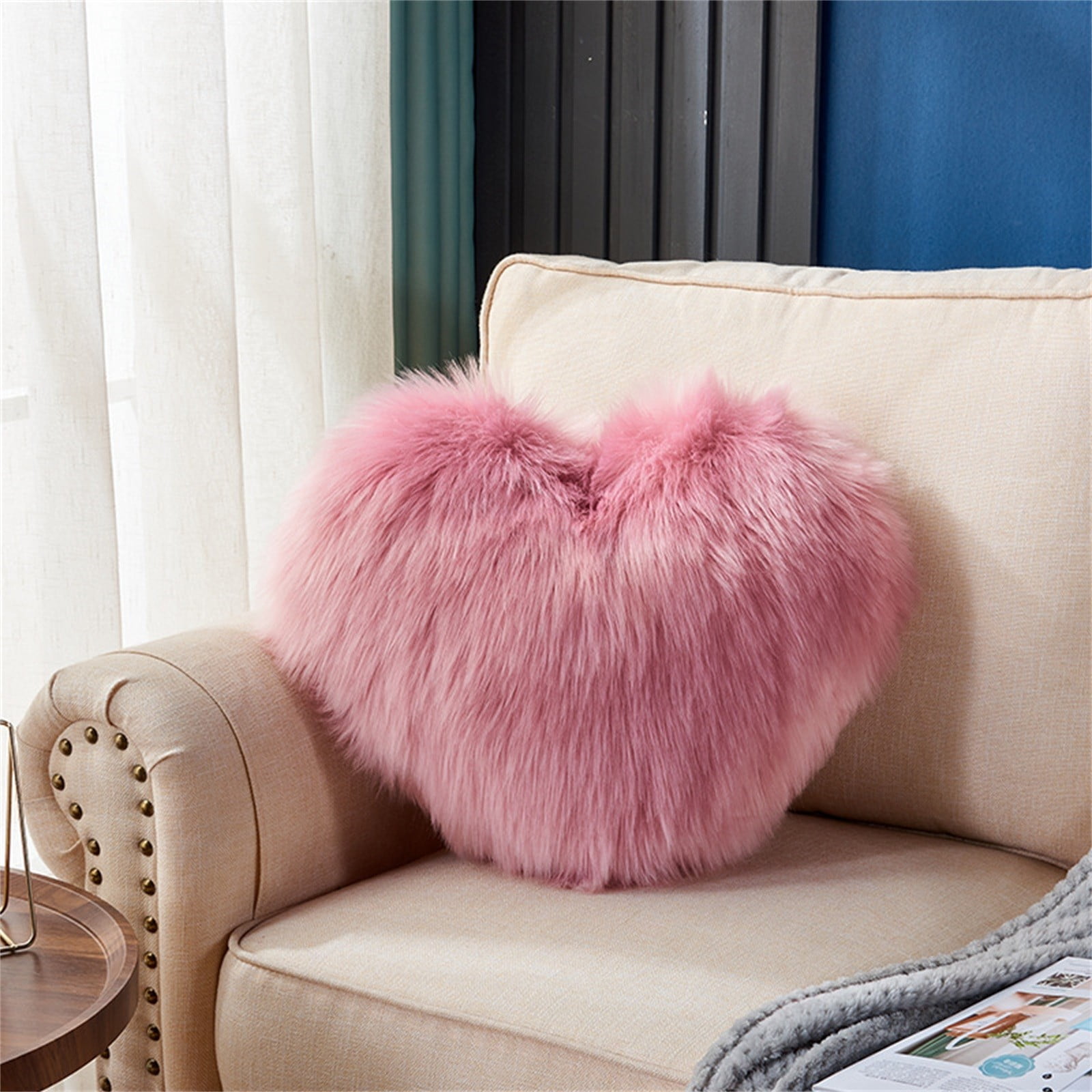 Heart Pillow,Throw Pillows Decorative Pillows for Bed Couch Cute Fur ...