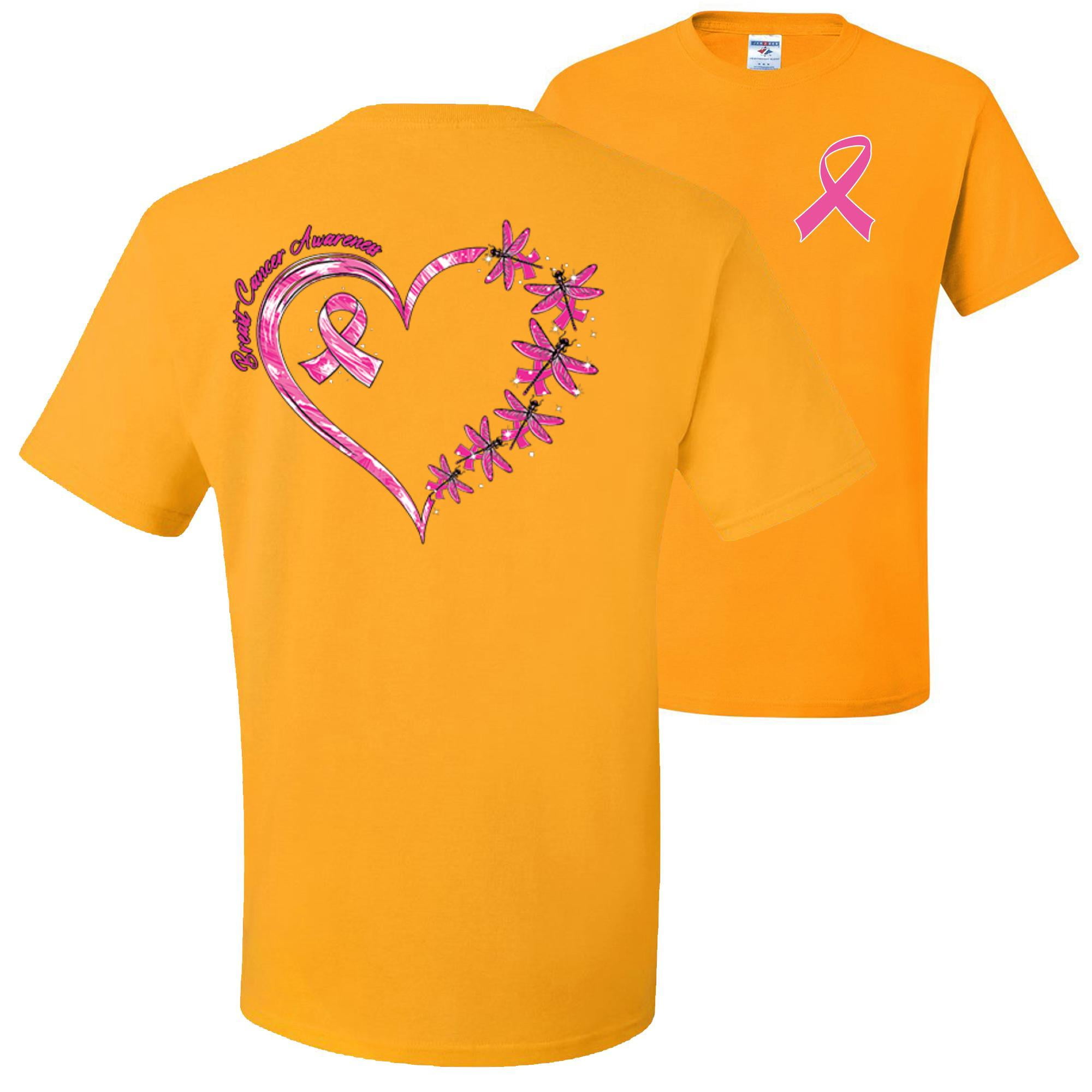 Heart Pink Ribbon Dragon Fly Breast Cancer Awareness Front And Back