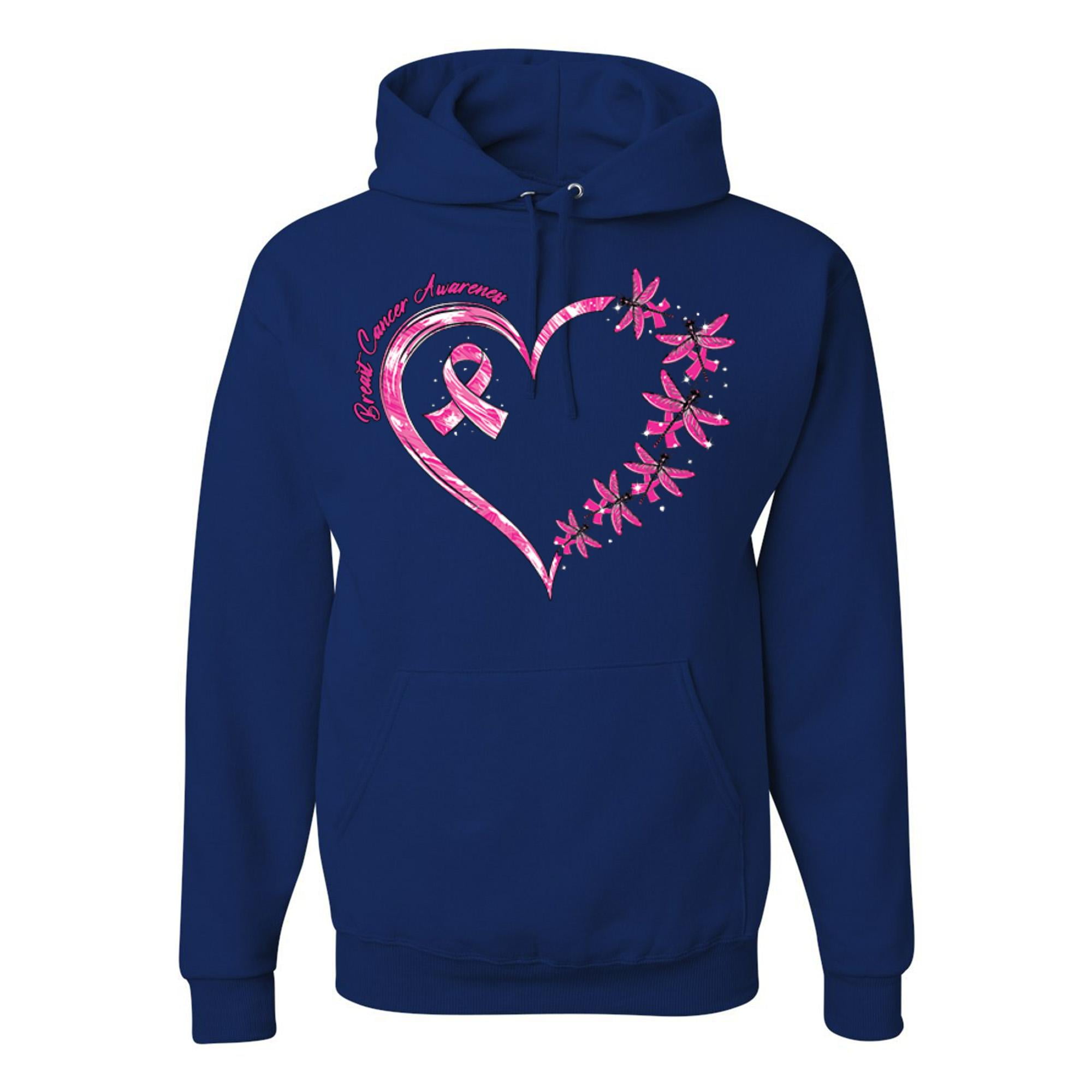Heart Pink Ribbon Dragon Fly Breast Cancer Awareness Mens Hoodies ...