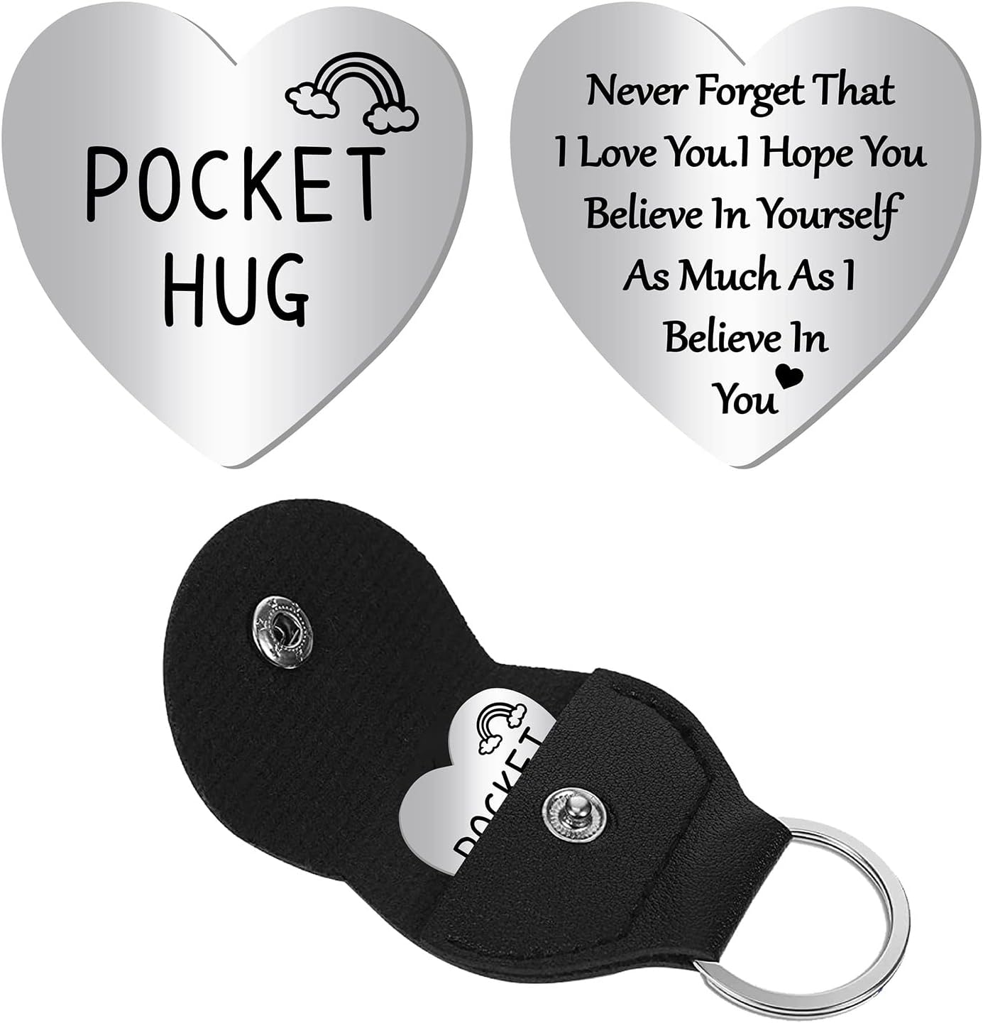 Heart Pocket Hug Token Long Distance Relationship Keepsake Keychain ...