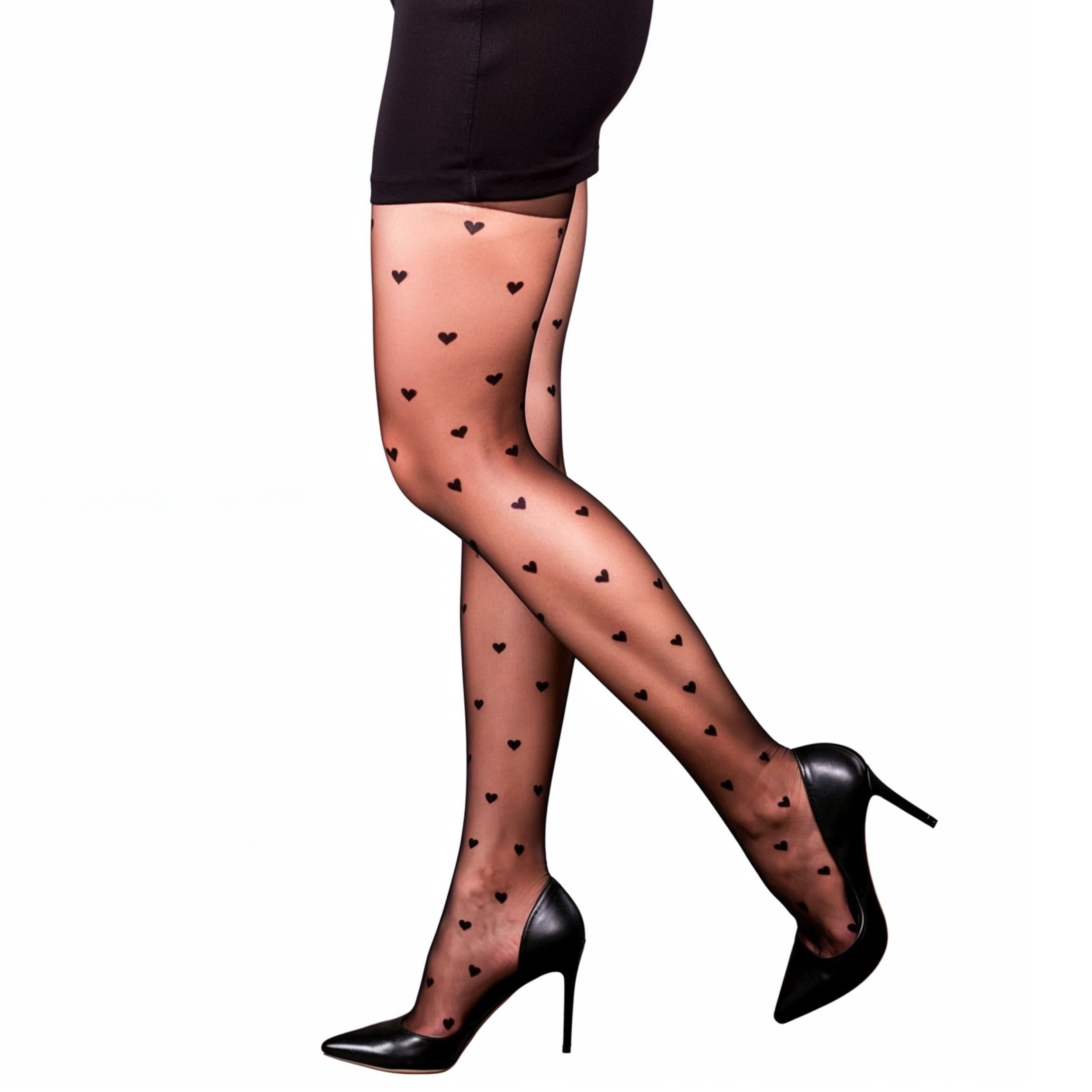 Heart Polka Dot Tights Patterned Cupid Sheer Stockings Valentines ...