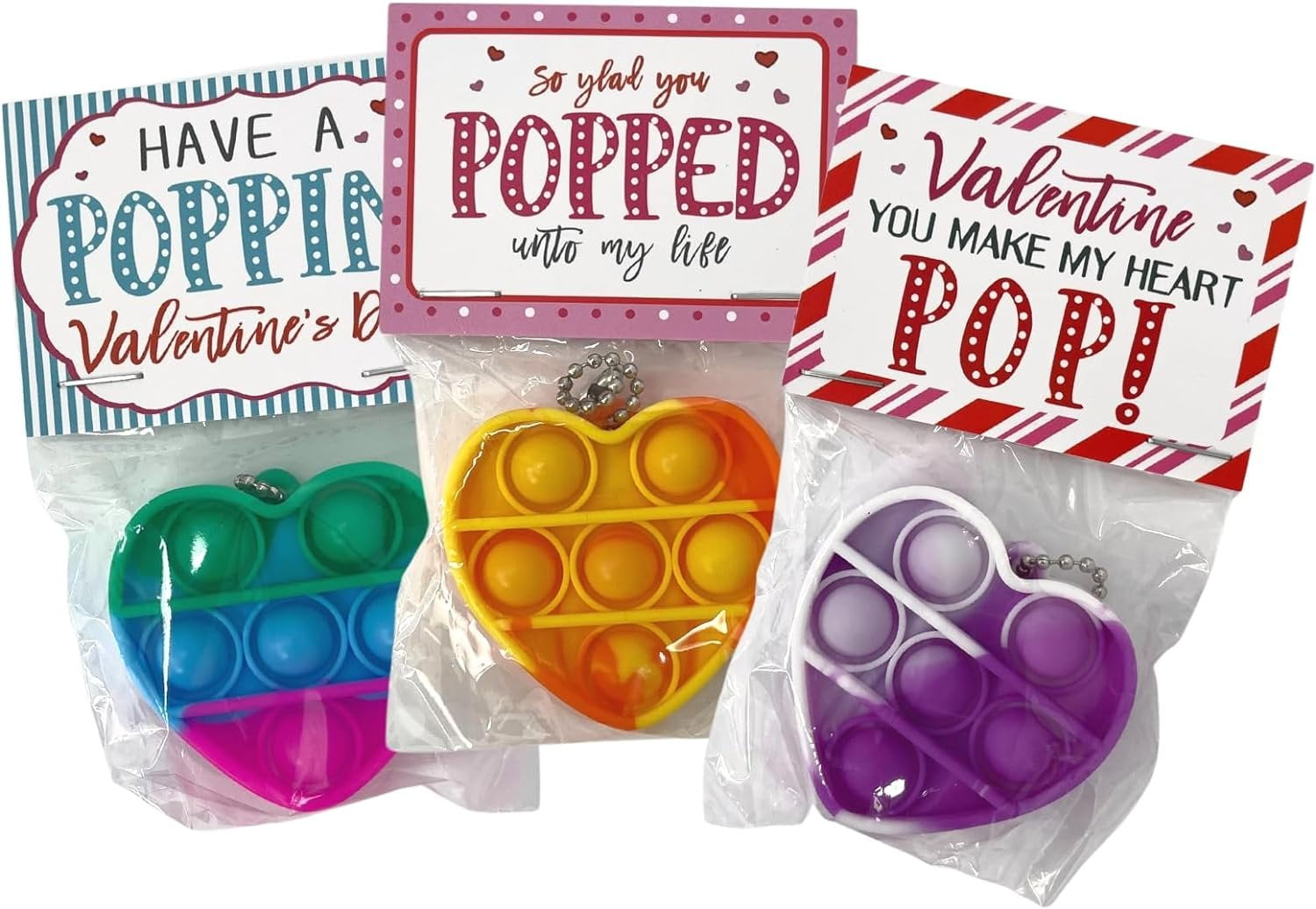 Heart Pop It Bracelet Valentines Class 24 Pack School Fidget Toys ...