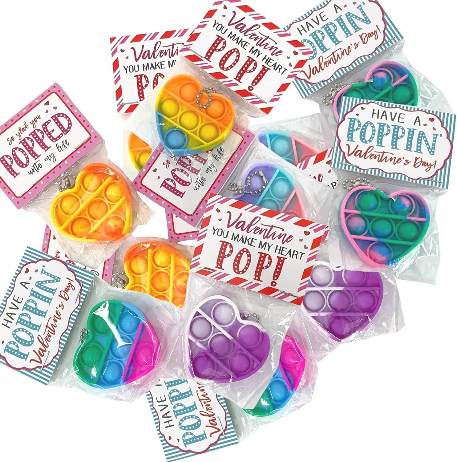 Heart Pop It Valentines 10 Pack Heart Shaped Pop-It Fidget Toy ...