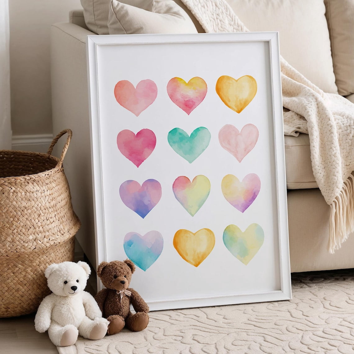Heart Posters, Heart Nursery Poster, Heart Girls Room Decor, Pink Heart ...