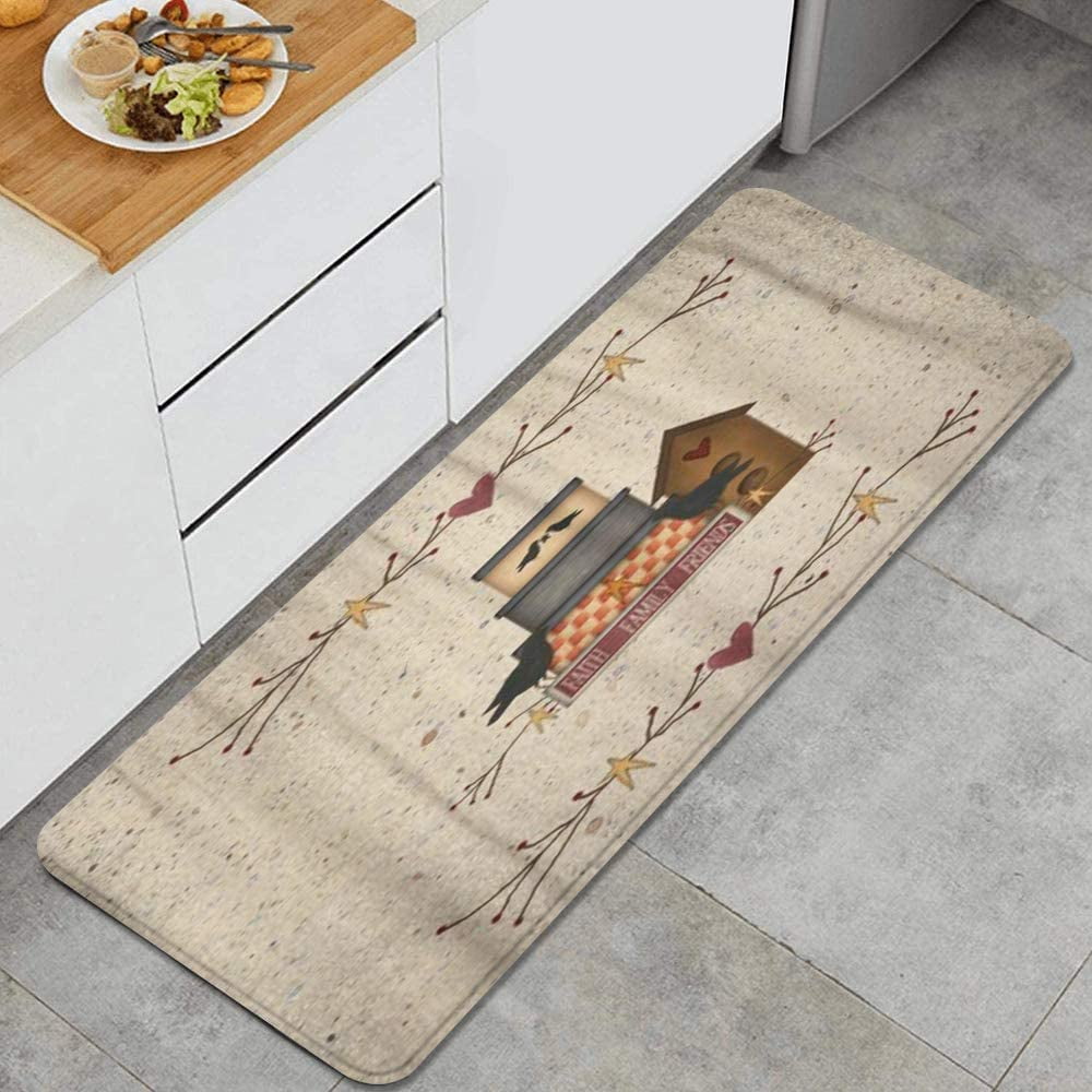 Walmart Heart Primitive Anti Fatigue Kitchen Mat, Non-Slip, Oil Stain ...