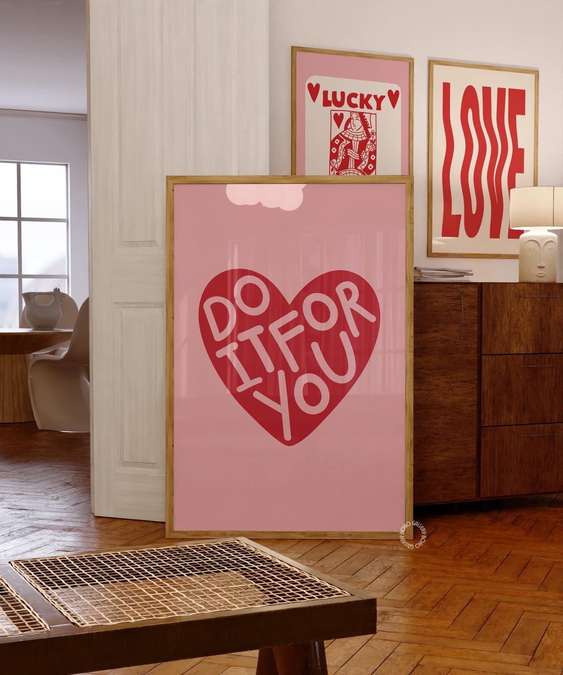 Heart Print, Red And Pink Wall Art, Aesthetic Room Decor, Apartment ...