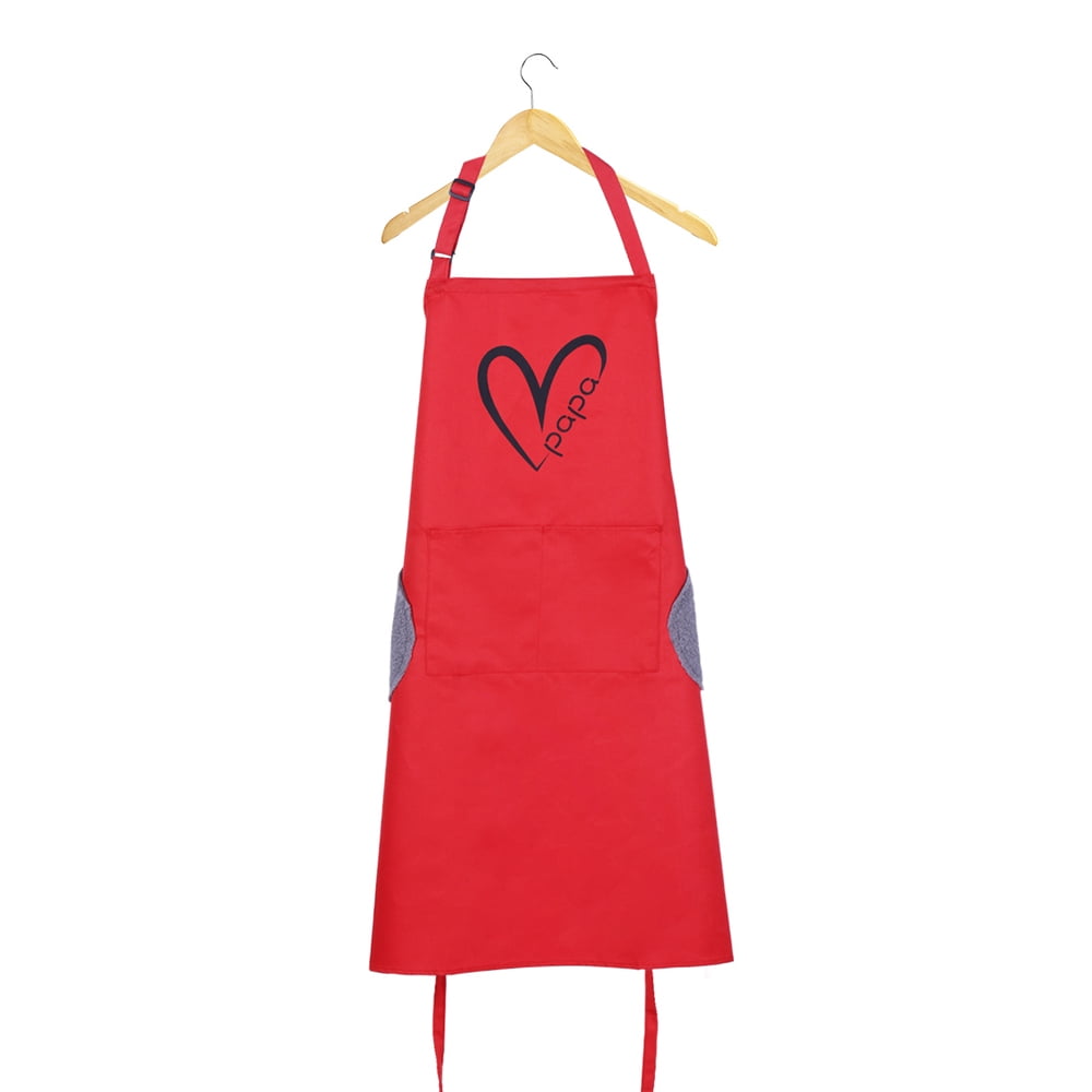 Heart Printed Apron Papa Mama Family Matching Outfits Daddy Mom Kids ...