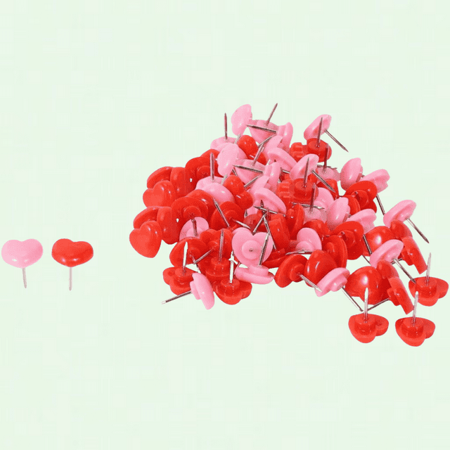 Heart Push Pins Set of 50, Red Thumb Tacks for Cork Board, Office and ...