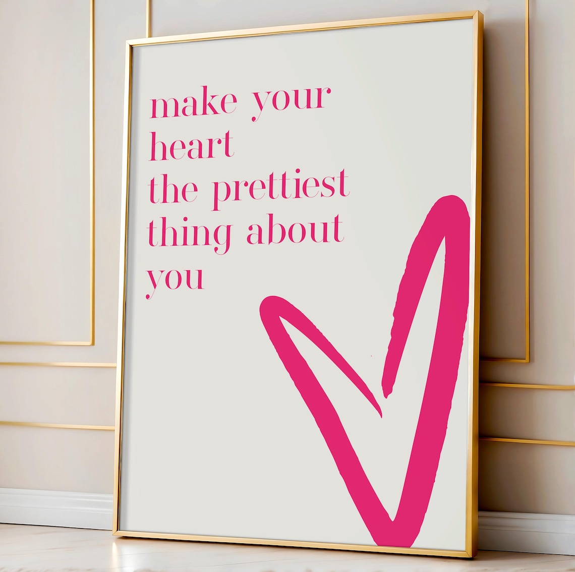 Heart Quote Wall Art Print, Make Your Heart The Prettiest Print, Pink ...