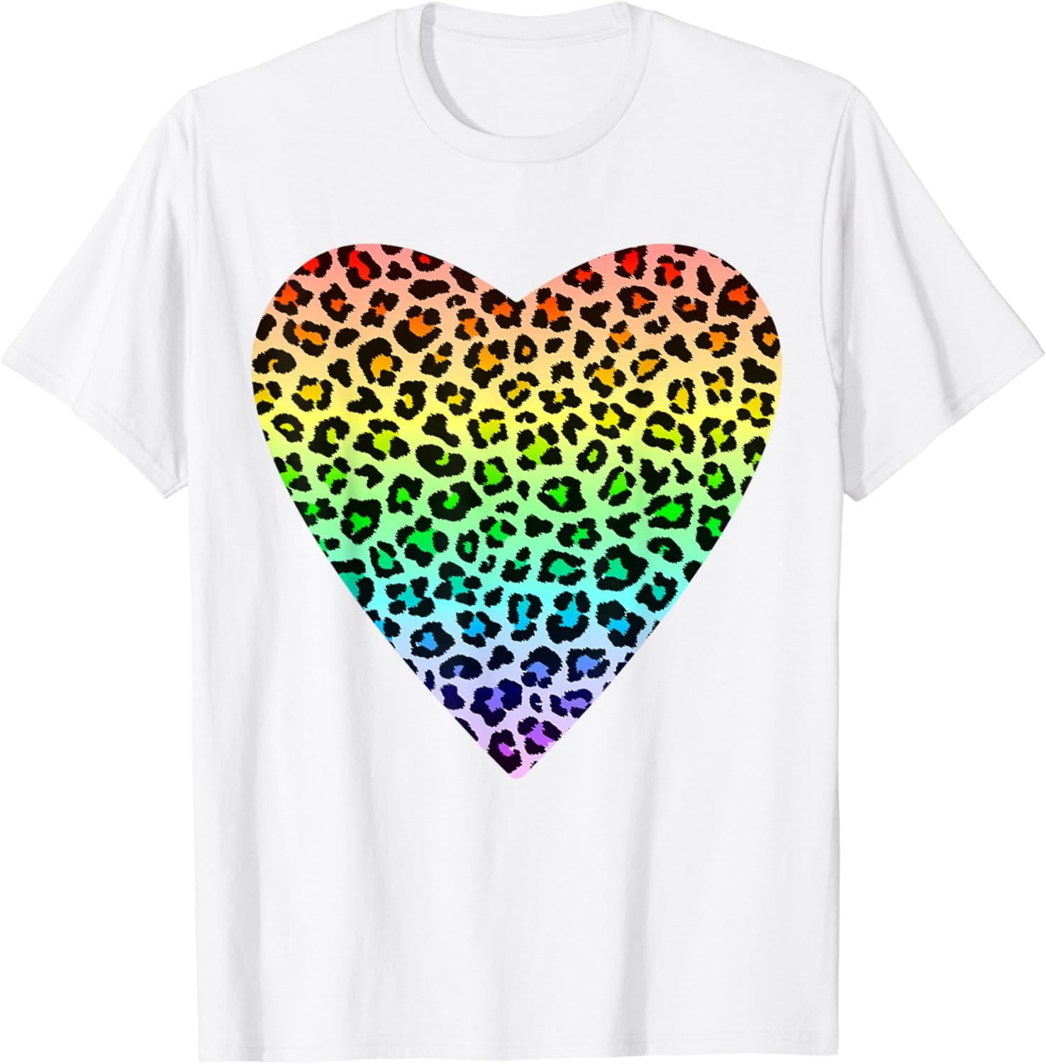 Heart Rainbow Cheetah Leopard Tiger Print Cotton T-Shirt - Walmart.com