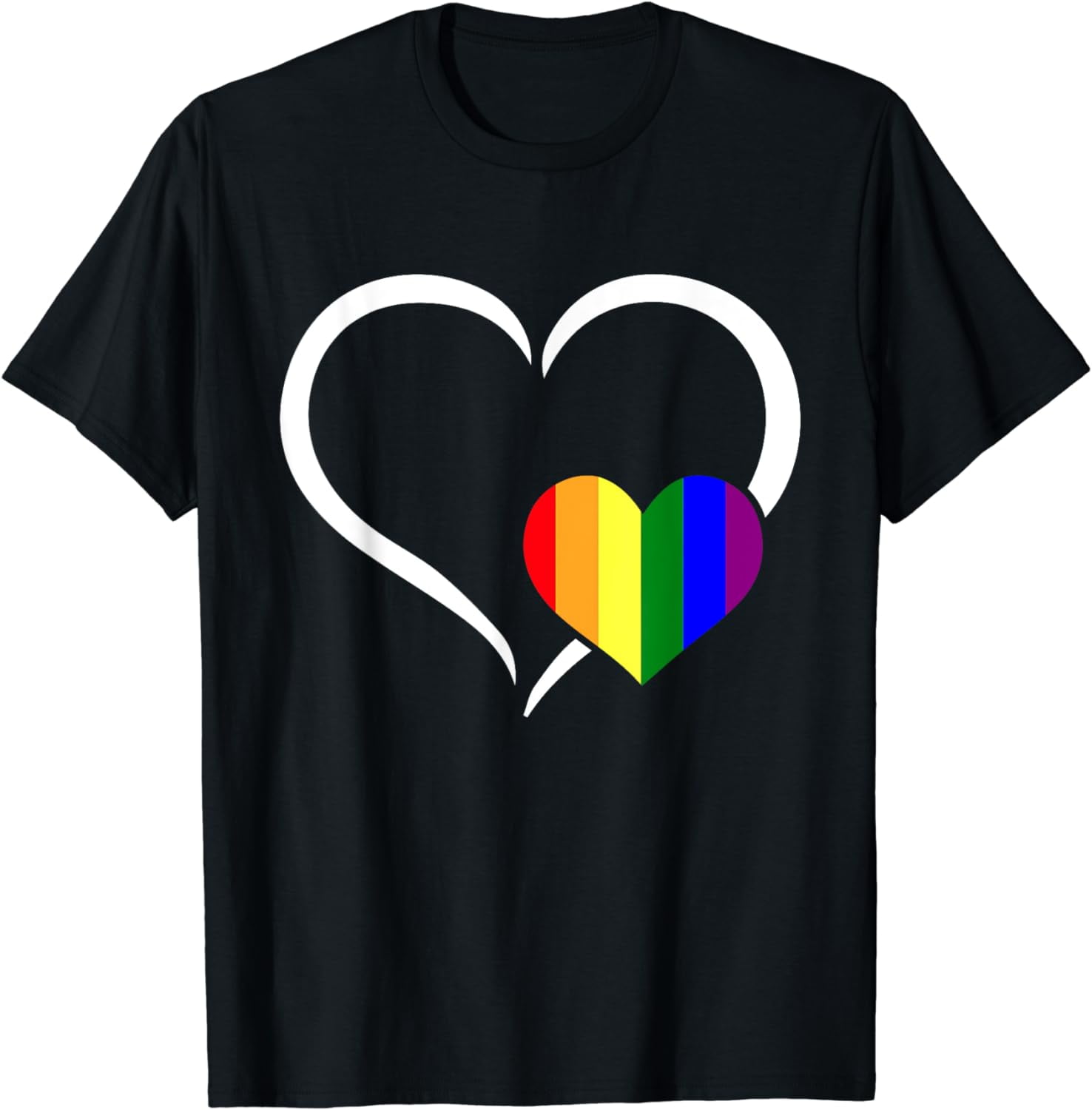 Heart Rainbow Flag LGBT-Q Cool Gay Pride Ally Equality T-Shirt ...