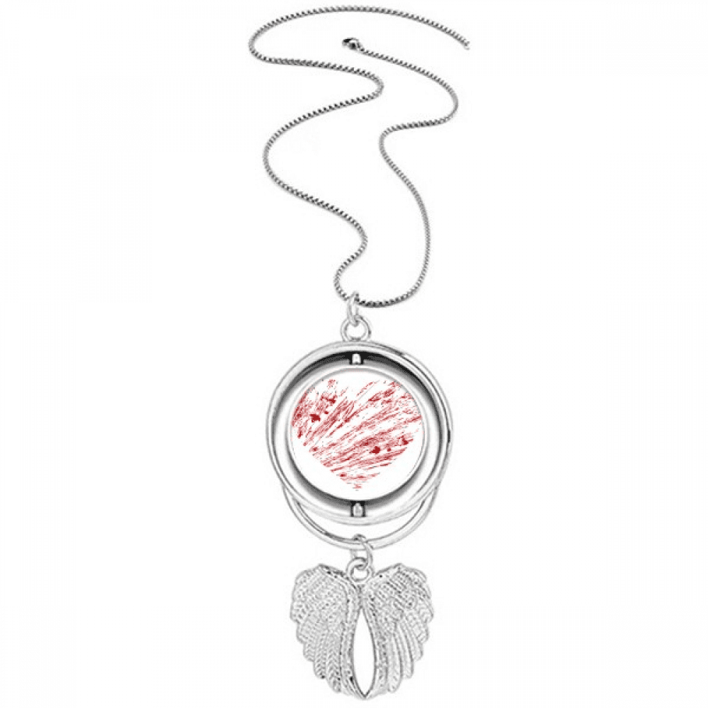 Heart Red Valentine's Day Drip Pendant Angel Wings Rotating Necklace ...