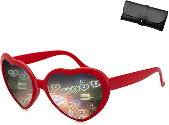 Heart Reflection Glasses, Red Heart Sunglasses That Turn Lights into ...