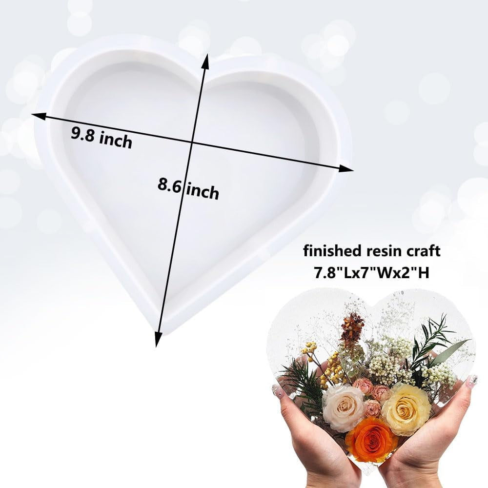Heart Resin Mold, Silicone Heart Shape Mold 8.6inch x 2inch Large Epoxy ...