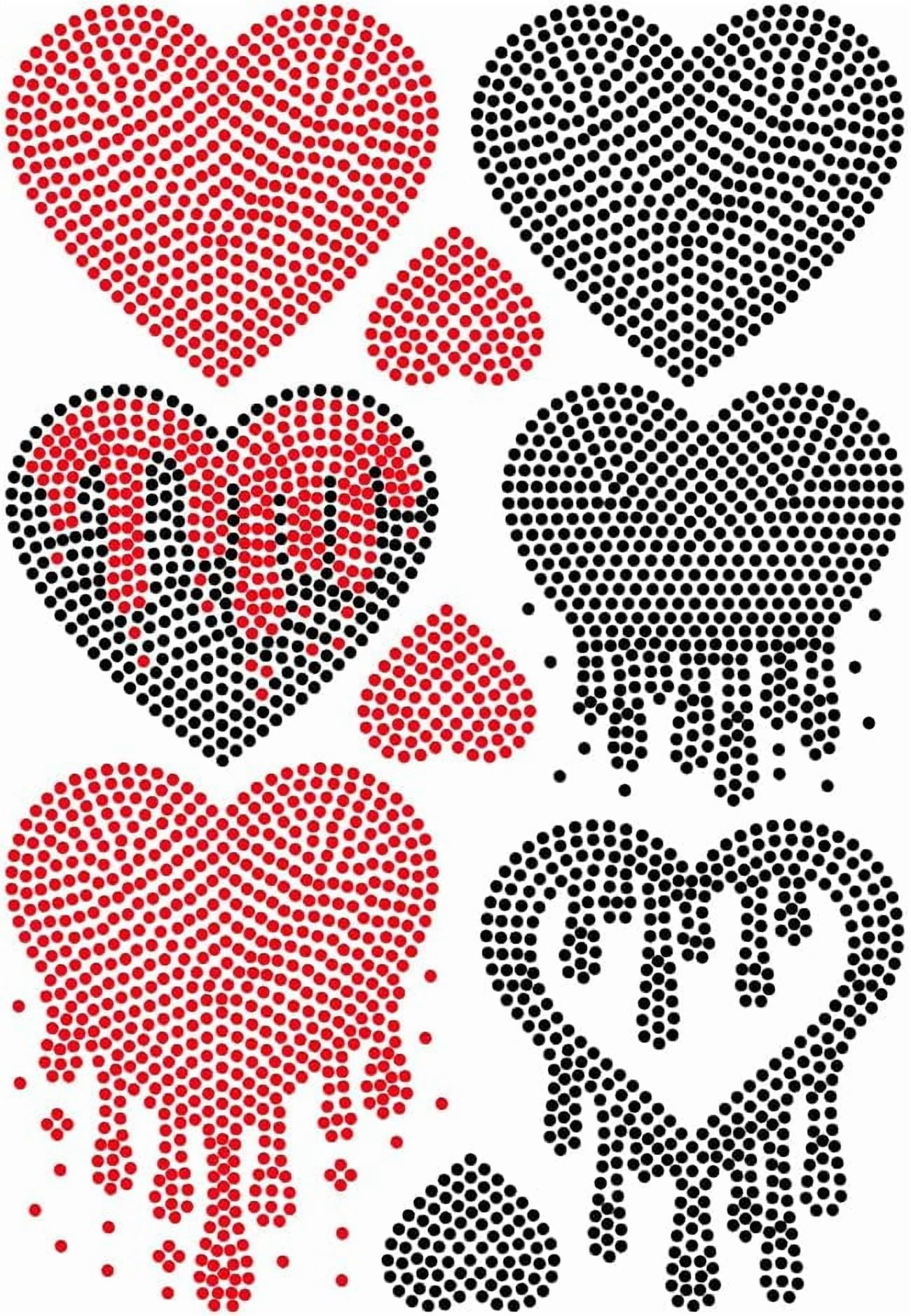 Heart Rhinestone Iron on Hotfix Transfer Red Dripping Water Heat ...